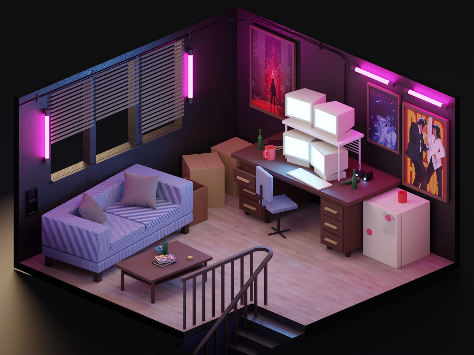 ArtStation - Retro computer scientist's room