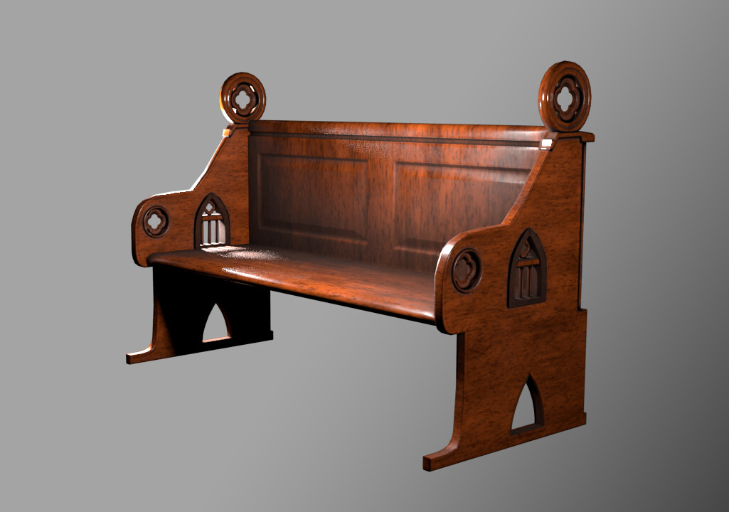 ArtStation - Gothic Pew Bench