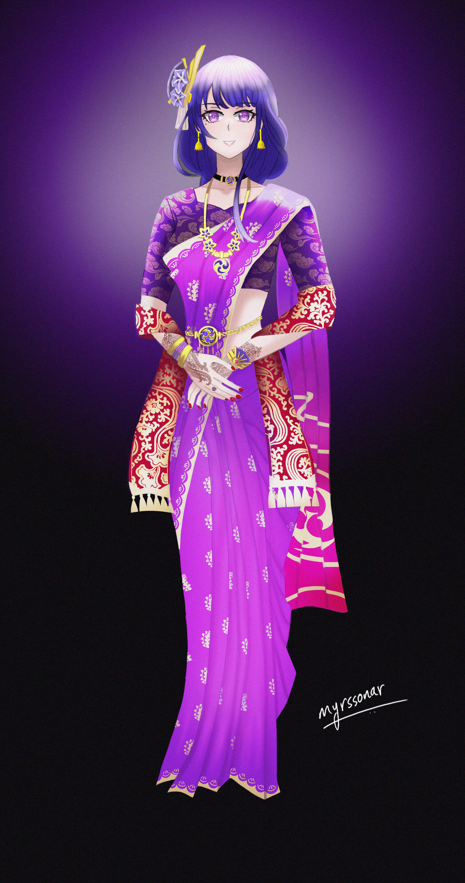 ArtStation - Raiden Shogun in an Indian Saree