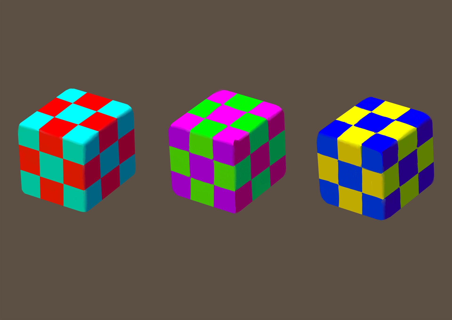 ArtStation - Fundamentals - painting coloured cubes (4x images)