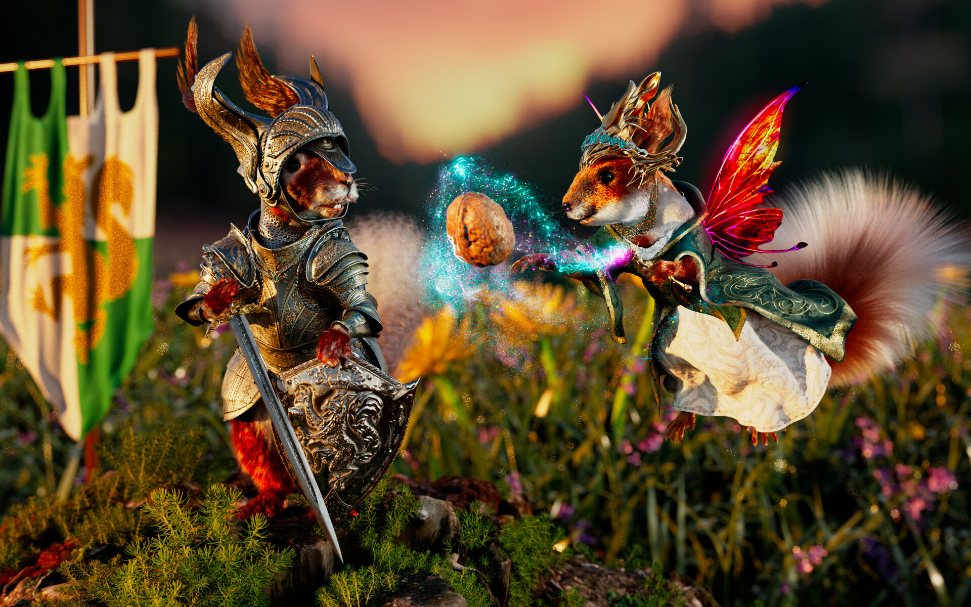 ArtStation - Little fluffy knight and Squirrel Fairy