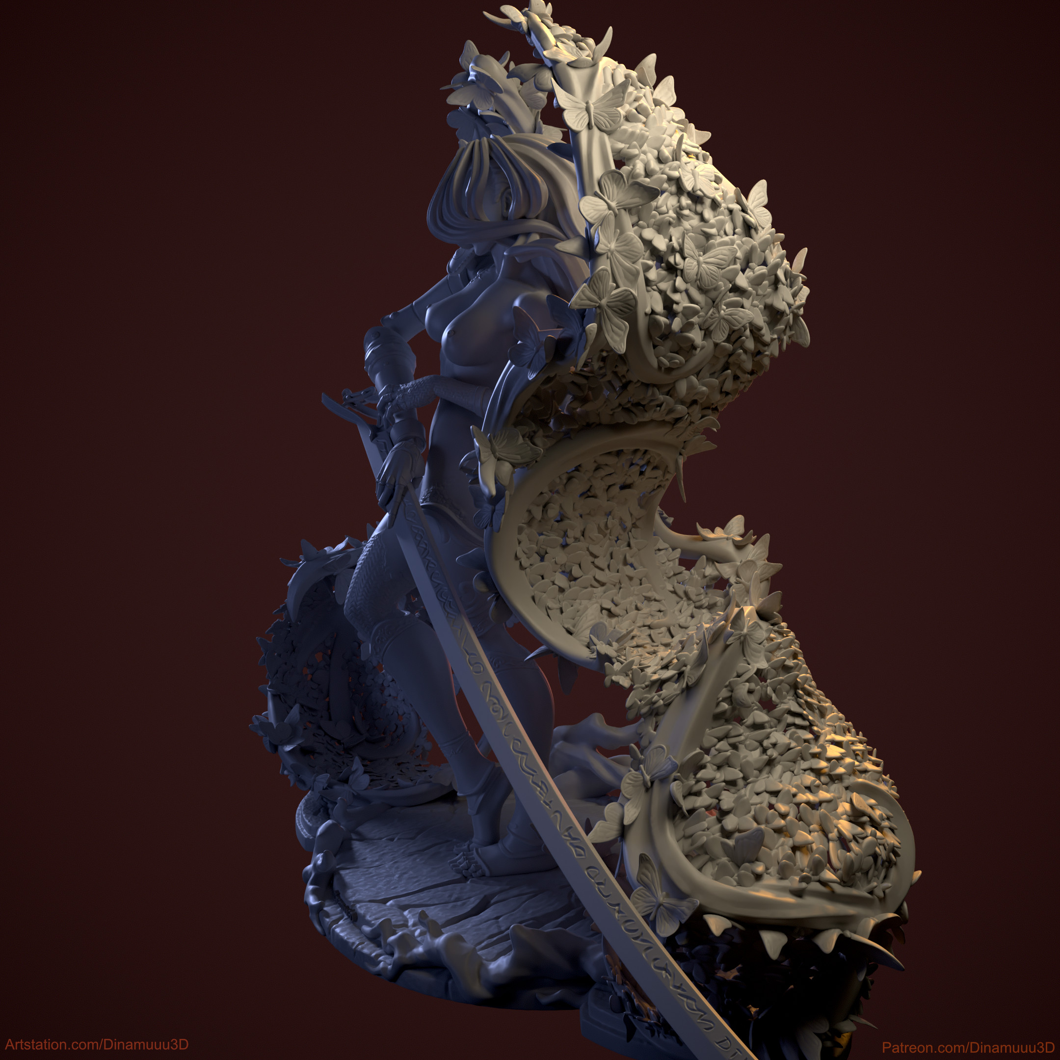 Dinamuuu 3D - Malenia Butterfly Form, 3D Print Model STL