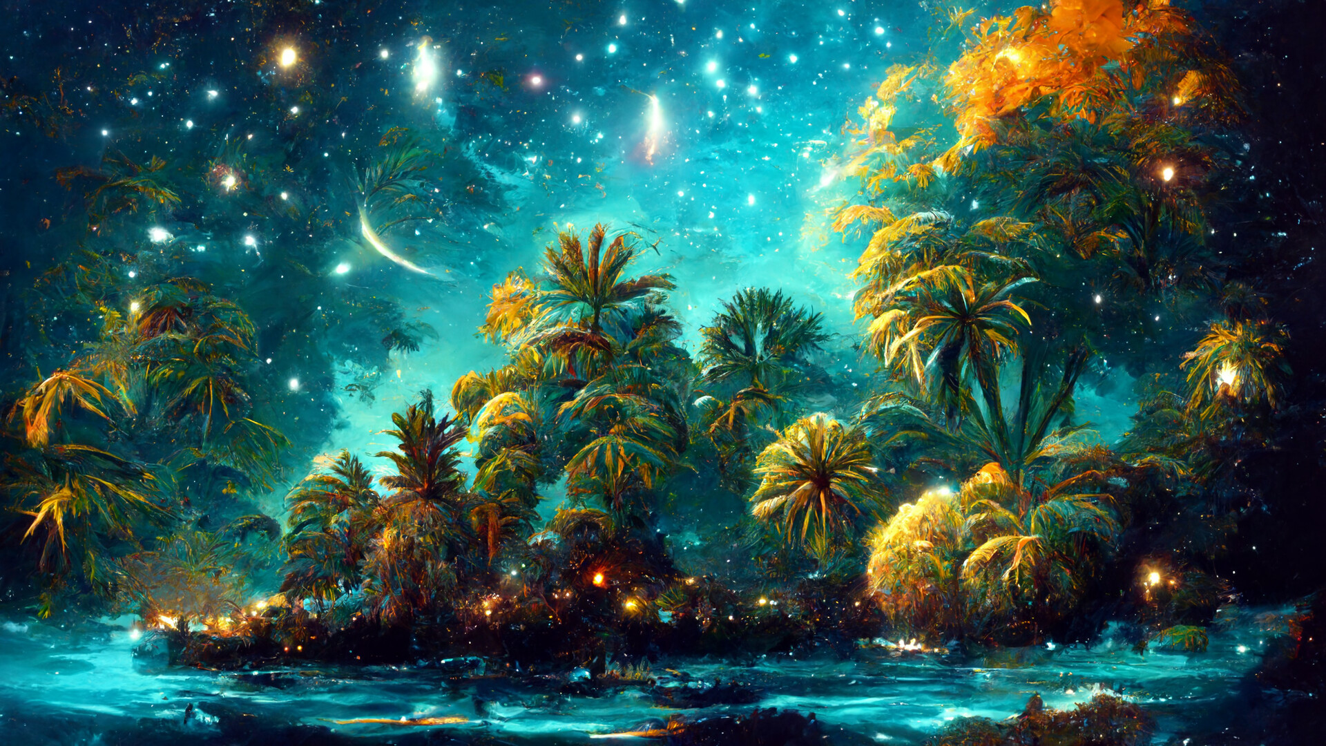 ArtStation - Starry Tropical Night