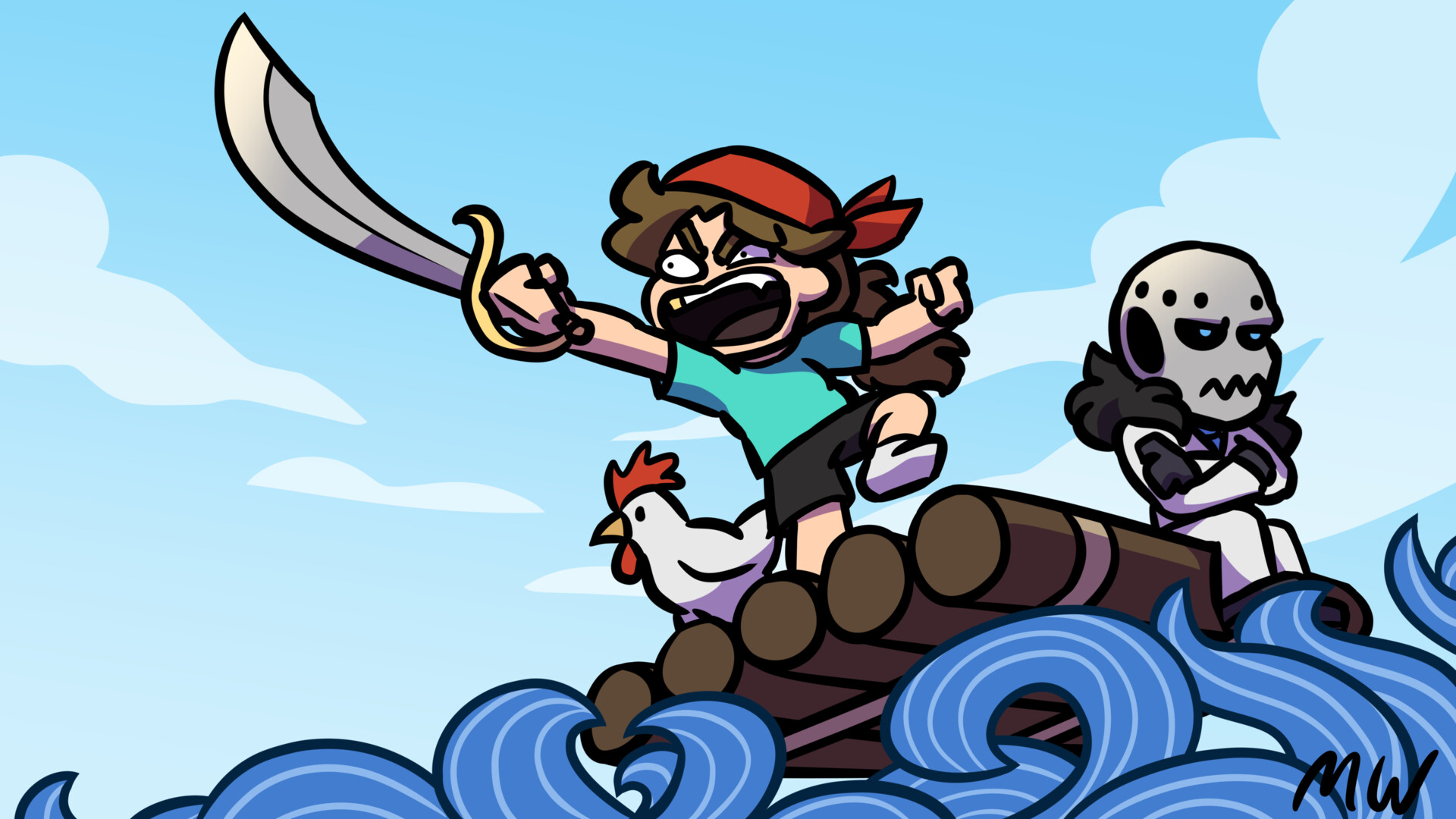 ArtStation - Chickens on a raft (2021)