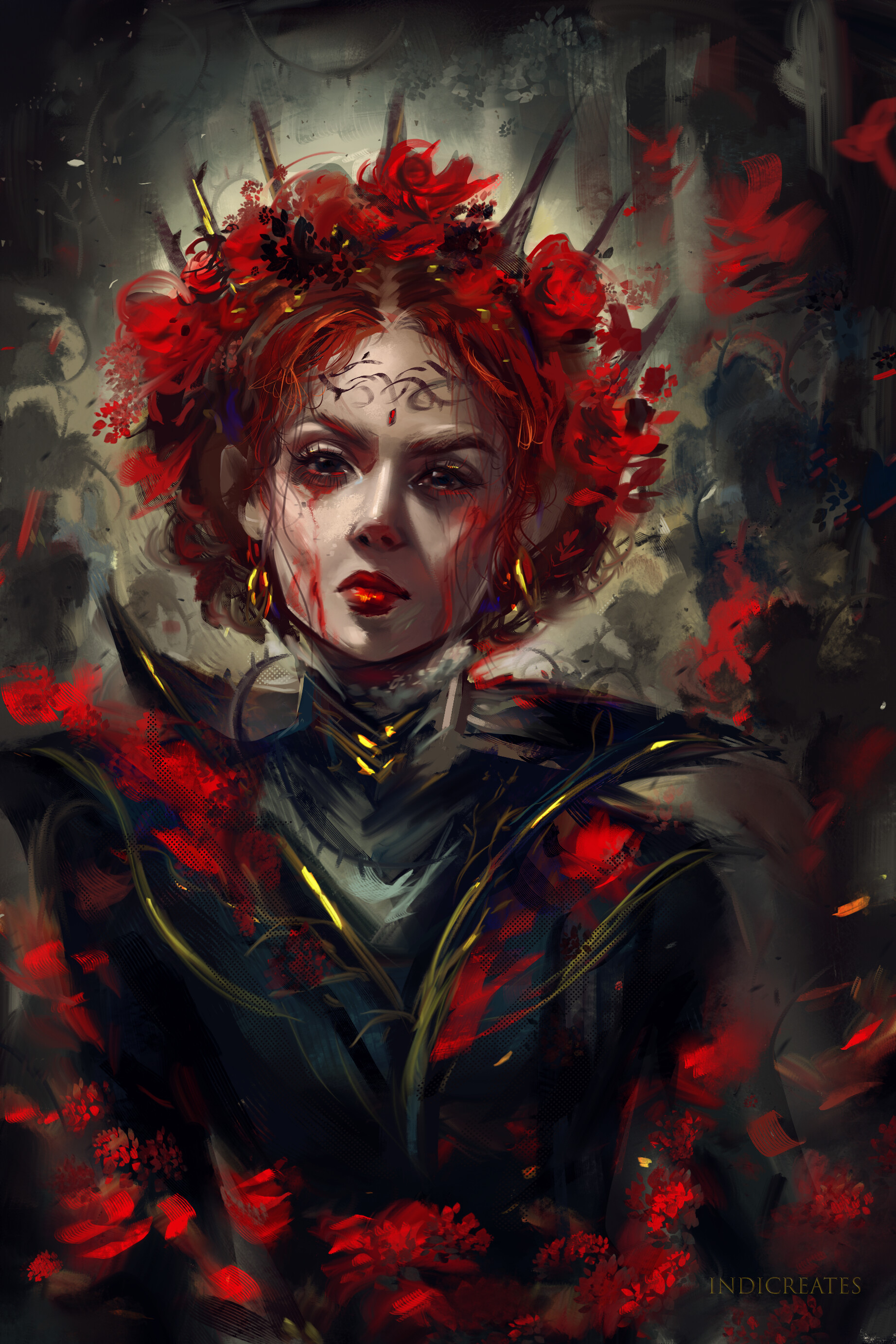 ArtStation - Blood roses - rough portrait