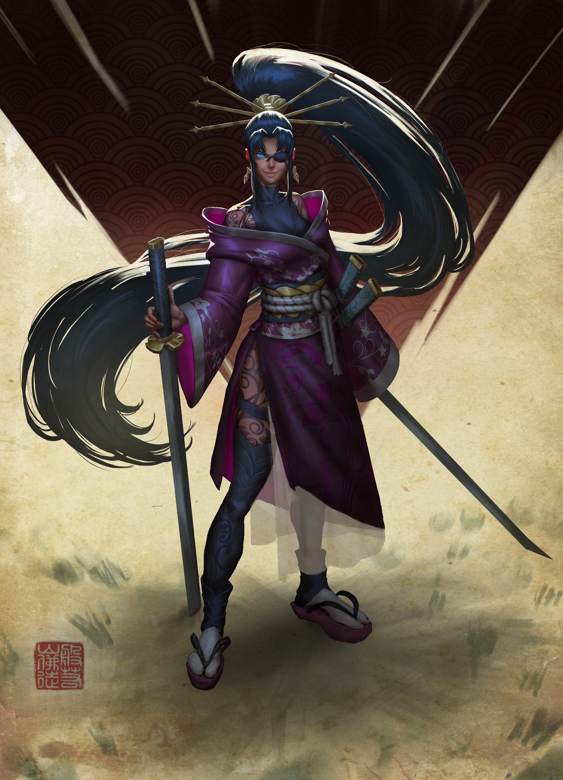ArtStation - Sakura, the wandering samurai (OC)