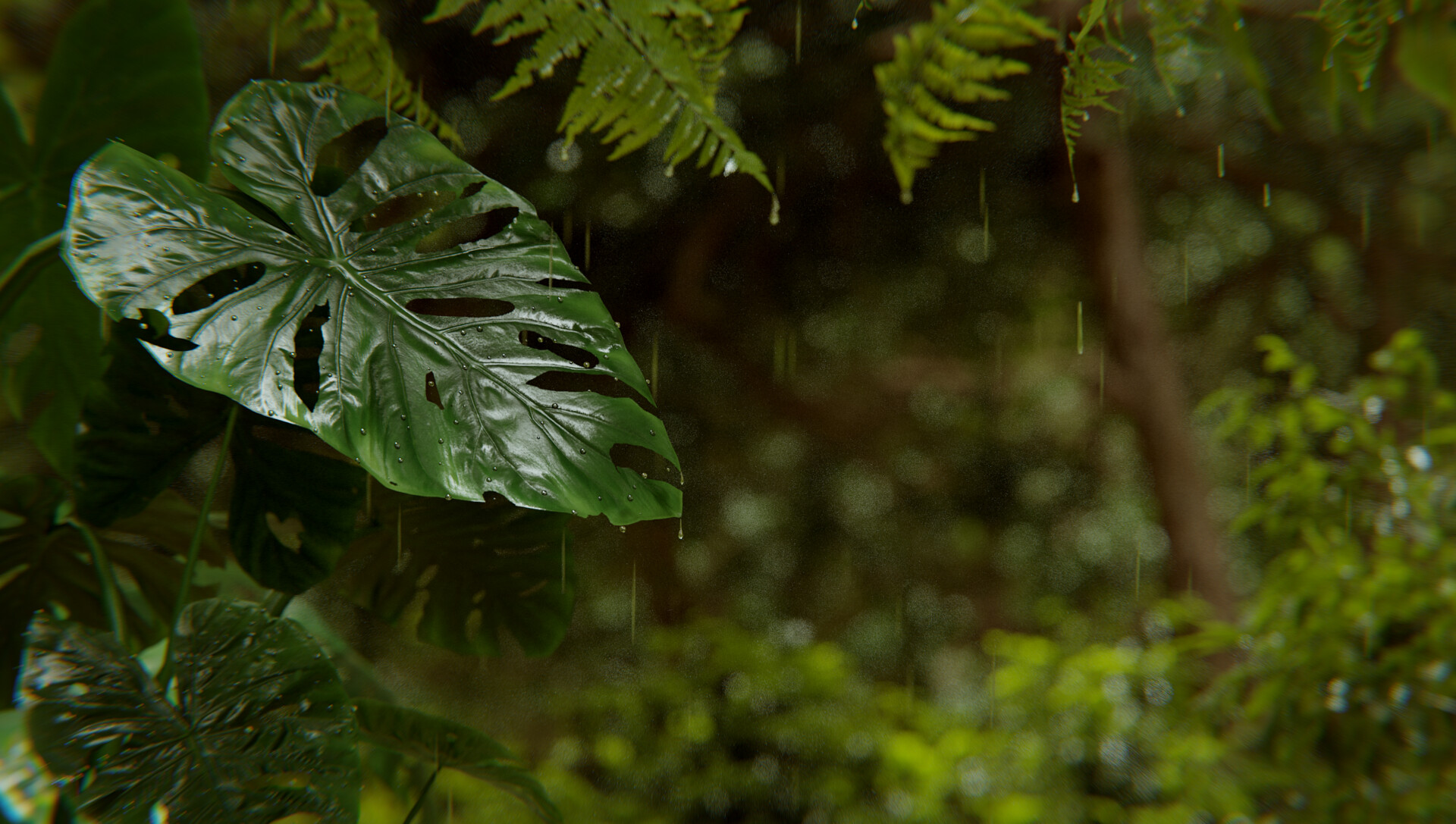 ArtStation - Rain on forest Leaf