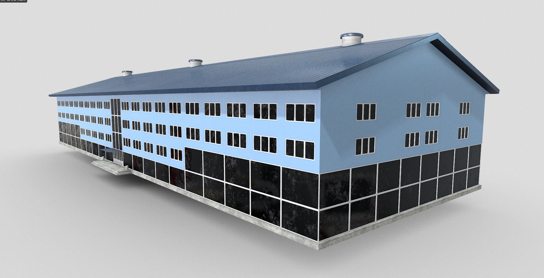 ArtStation - 3d model of a prefabricated administrative building.