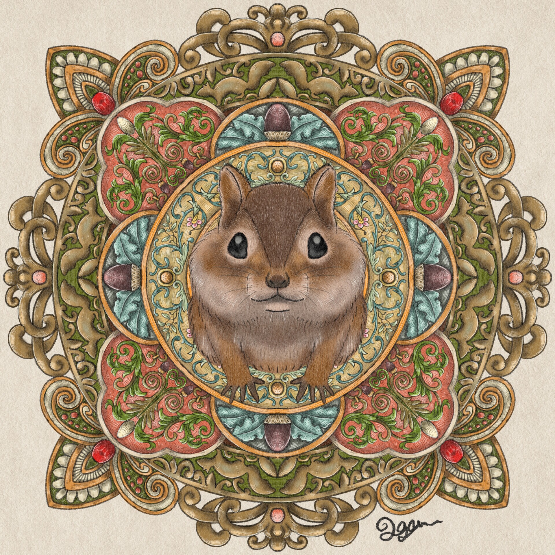 ArtStation - squirrel mandala
