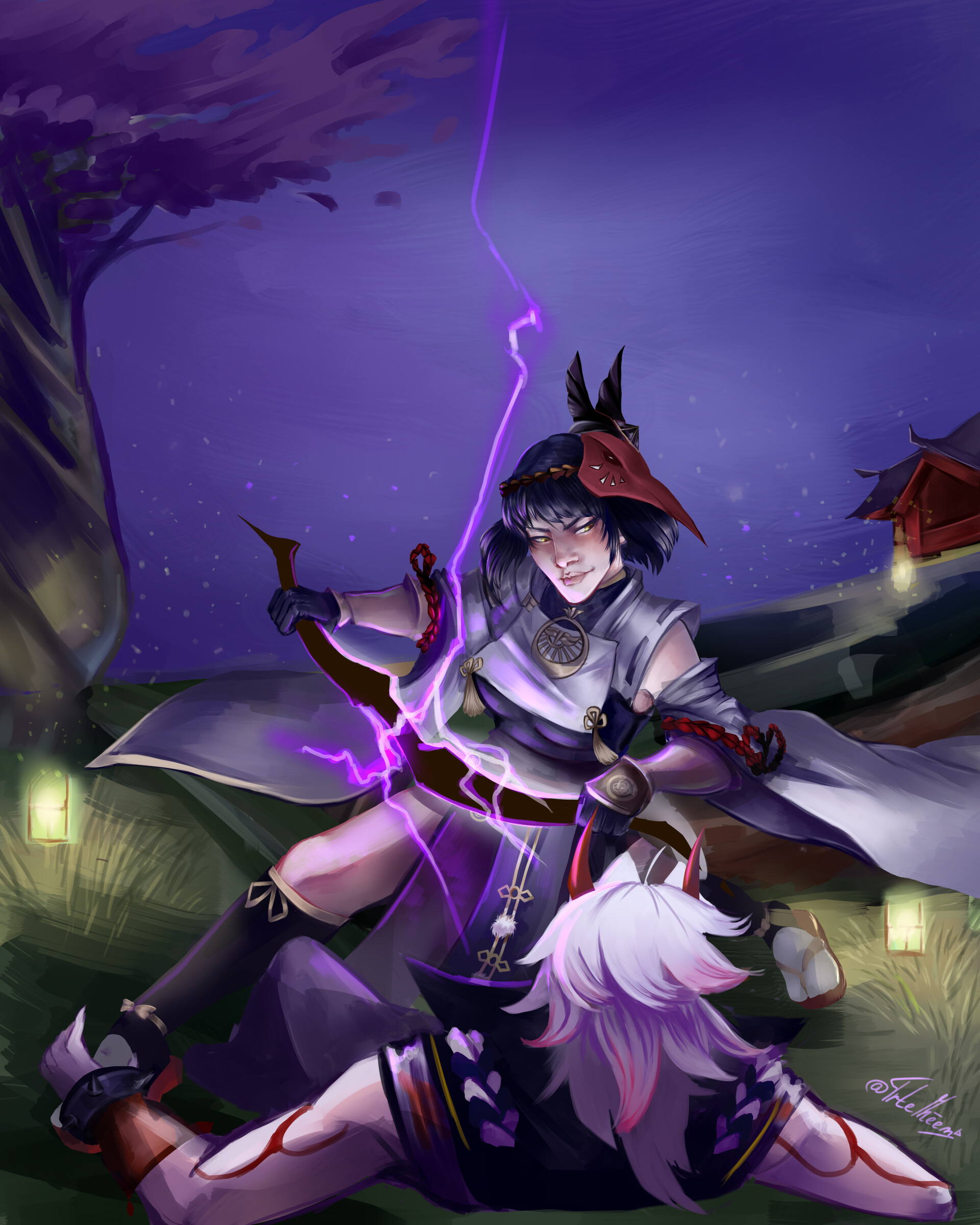 ArtStation - Itto and Sara duel - Genshin Impact