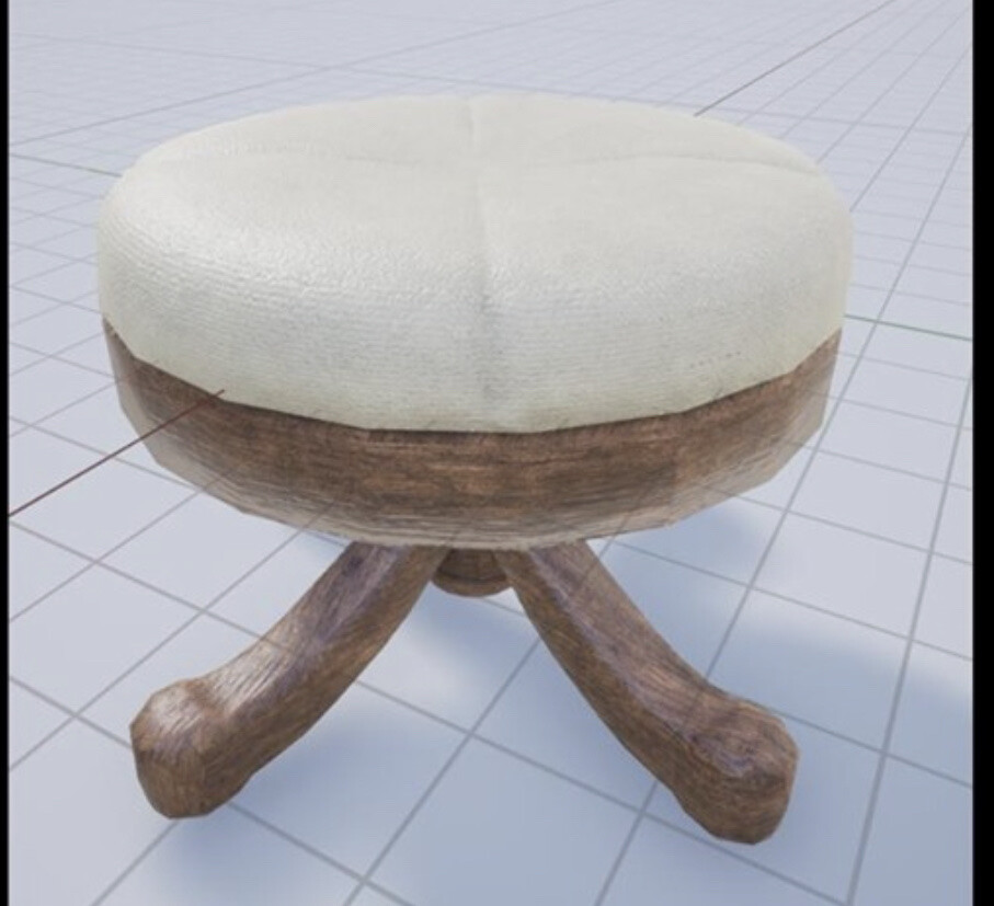ArtStation - Wooden Stool with fabric seating