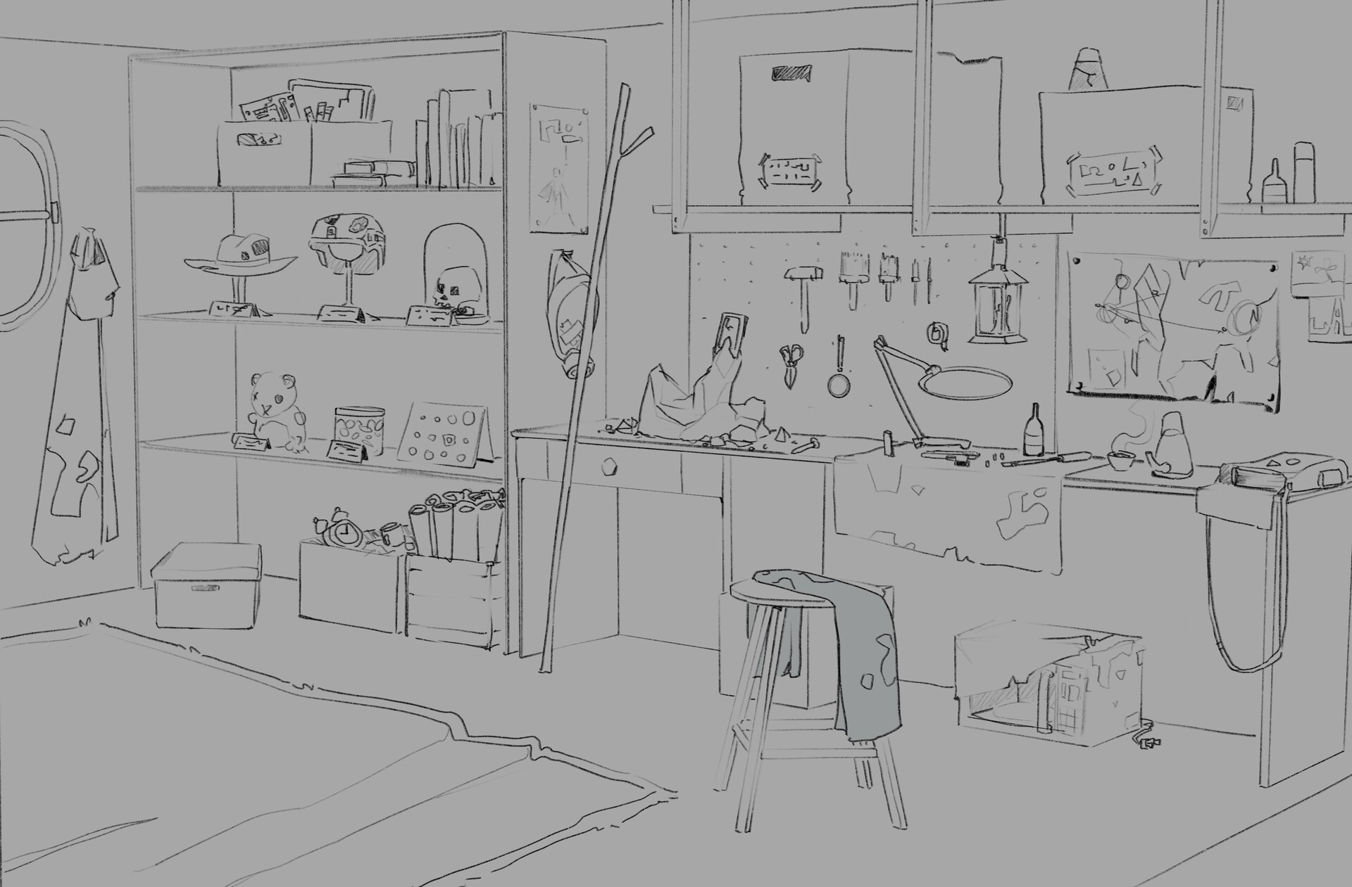 ArtStation - Early Sketch Room Concept