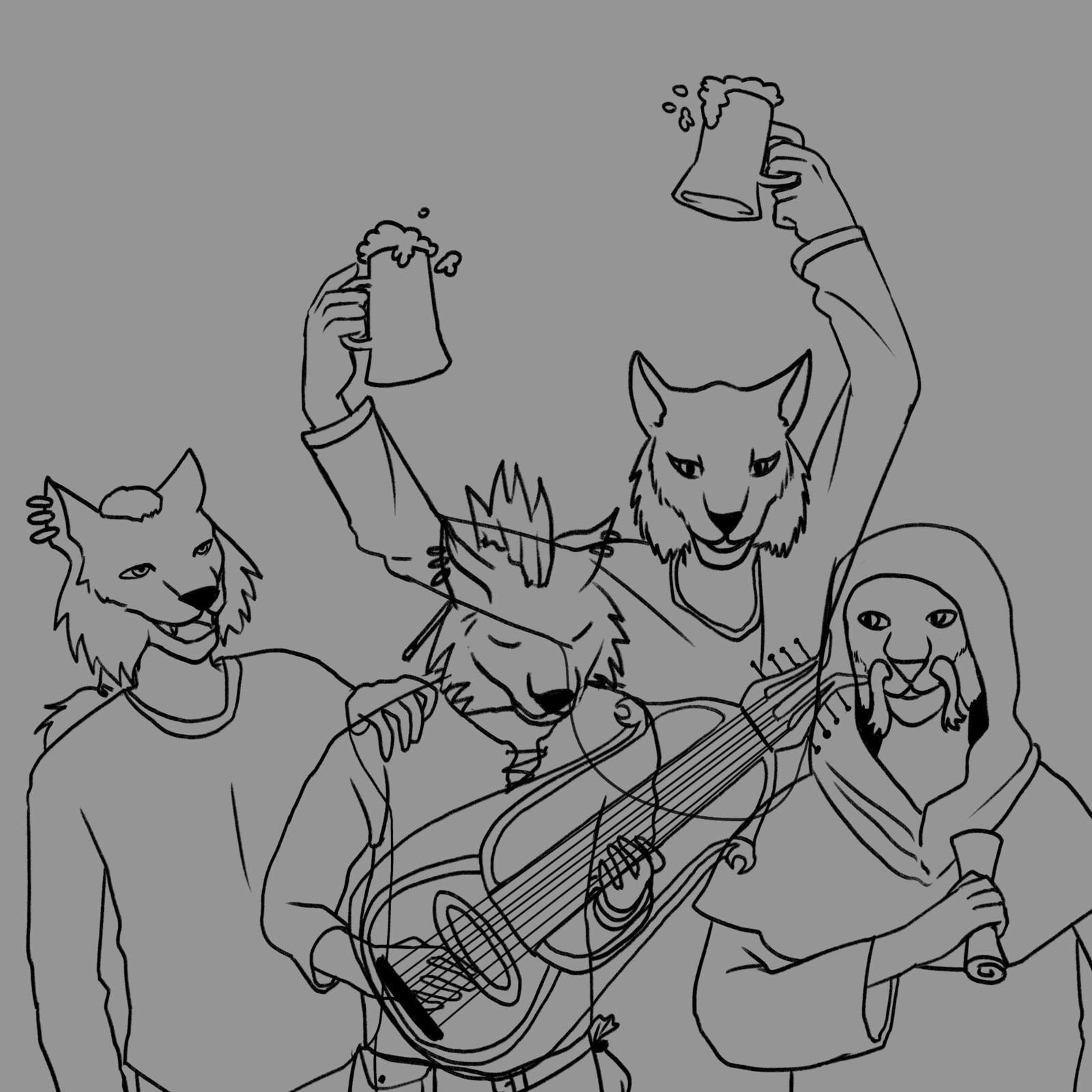 Samuel Boczarski - Inigo, Kharjo, Samshi and J'zargo from Skyrim (Fanart)