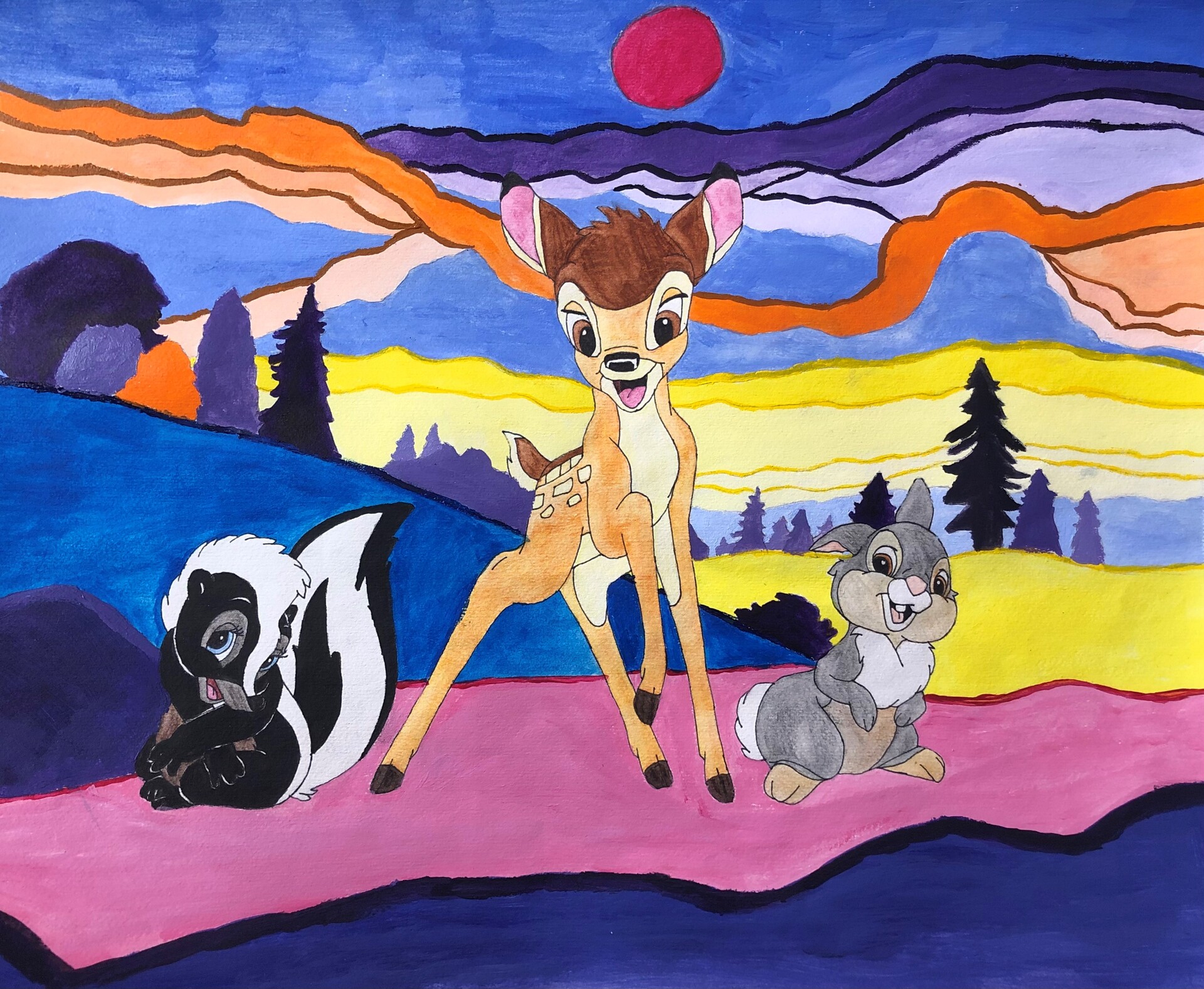 ArtStation - Bambi x Ted Harrison Crossover Painting