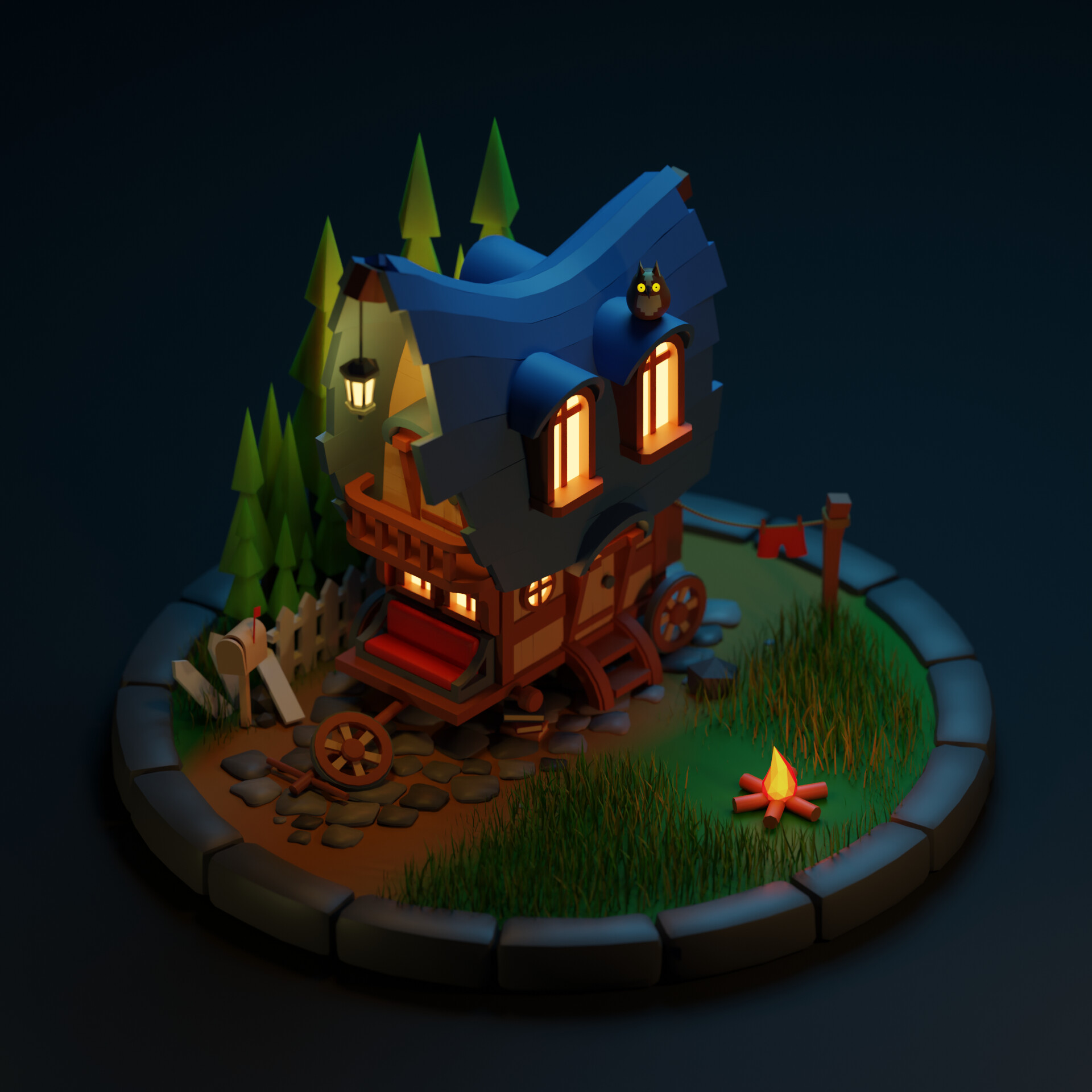 ArtStation - Magic wagon in low poly style