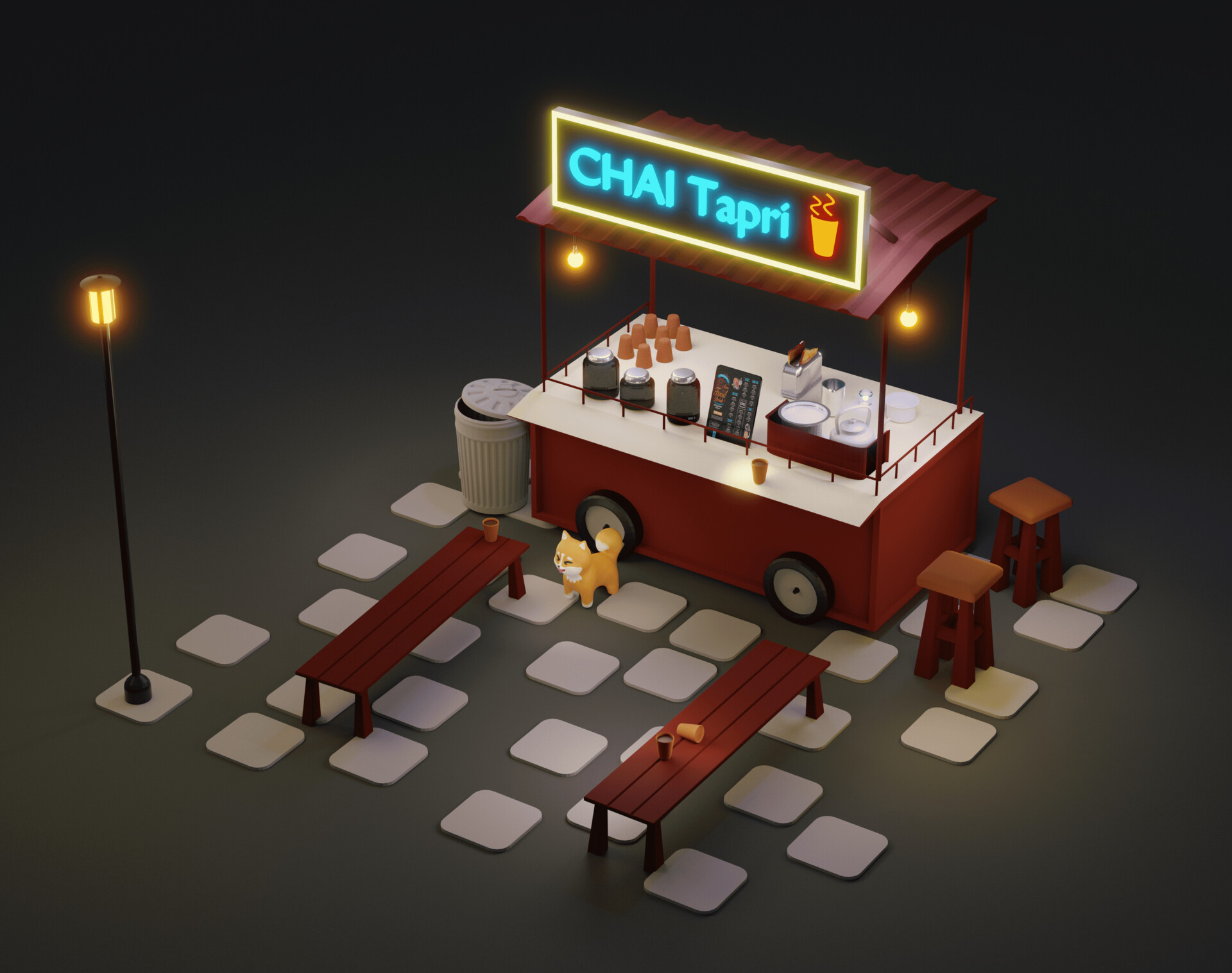 ArtStation - Isometric CHAI Tapri!