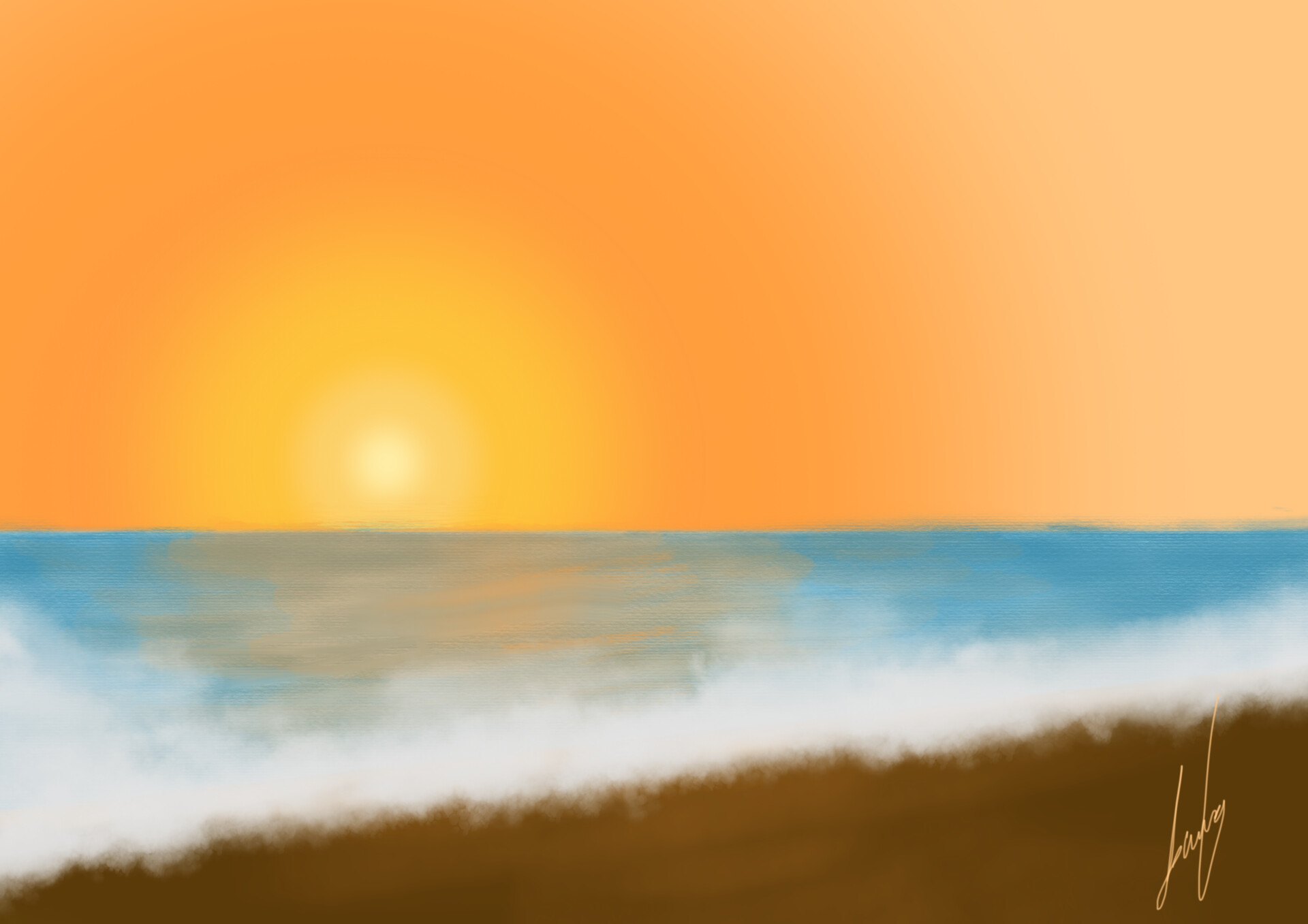 ArtStation - Sunset at the beach