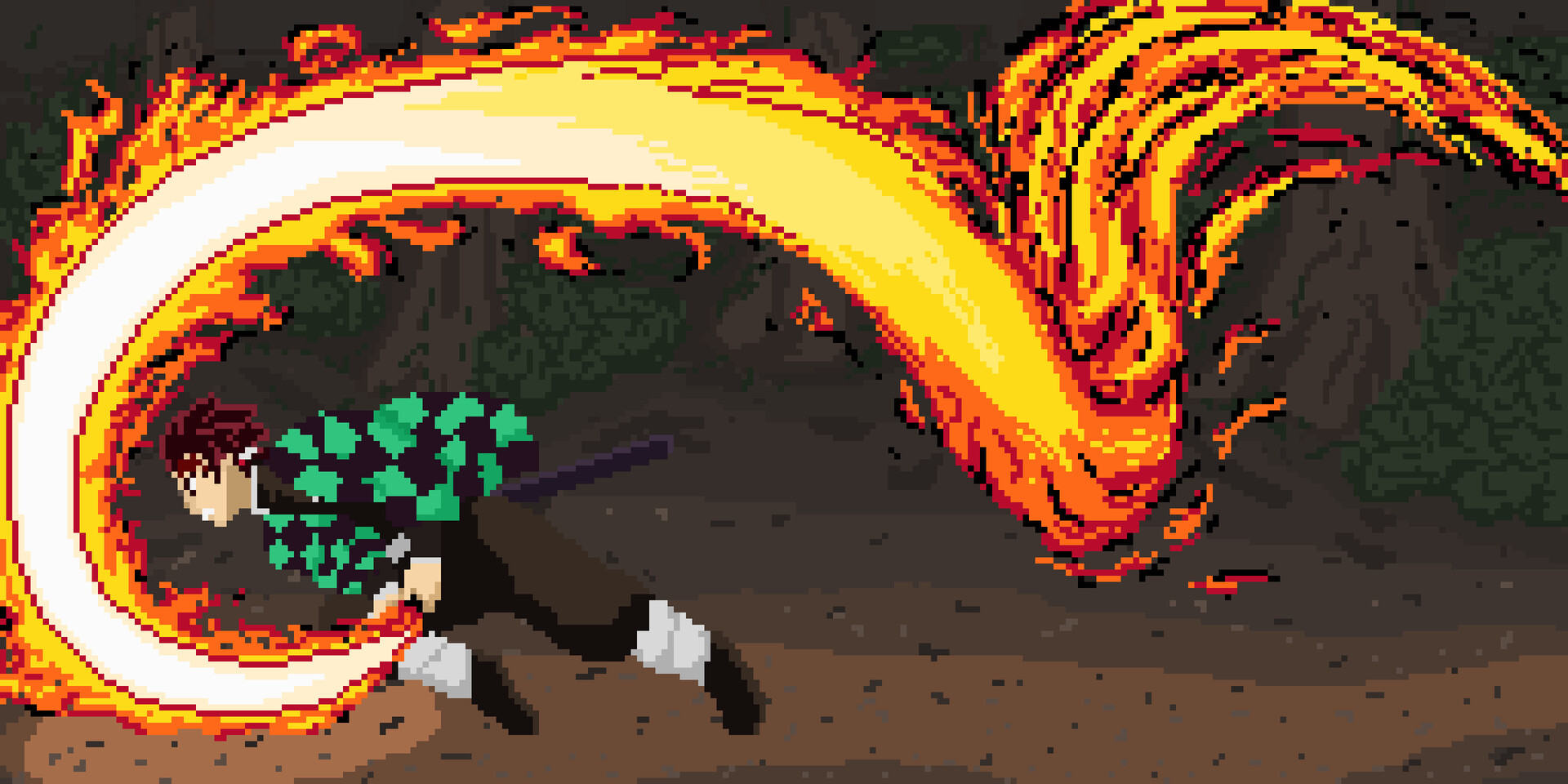 ArtStation - Tanjiro - Hinokami Kagura - Pixel Art Animation