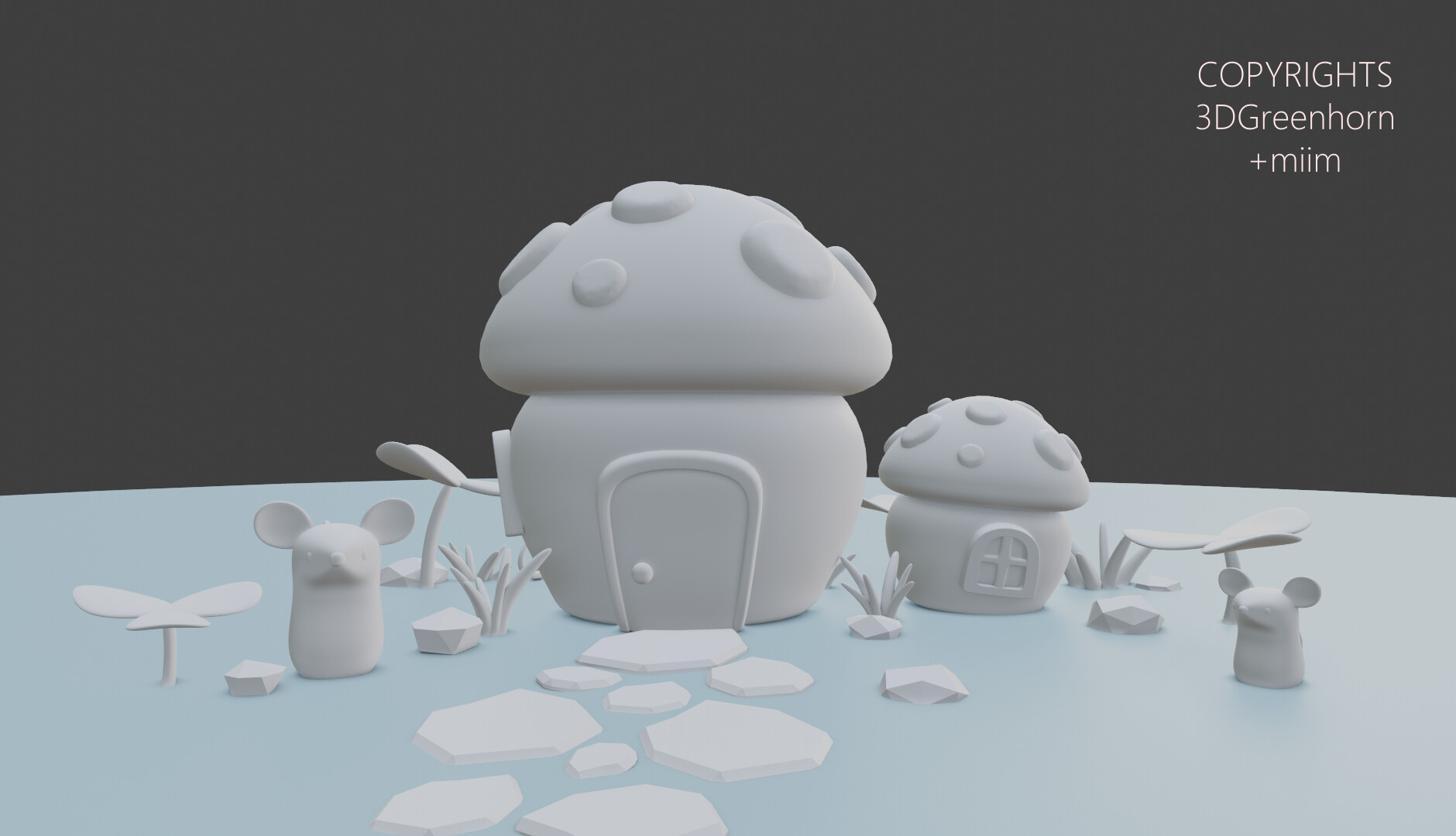 ArtStation - Mice and Mushroom House-White