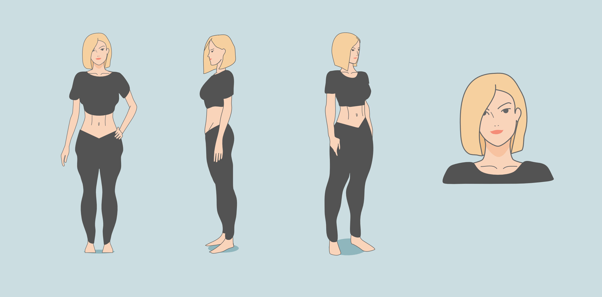 ArtStation - Combat girl character design sheet