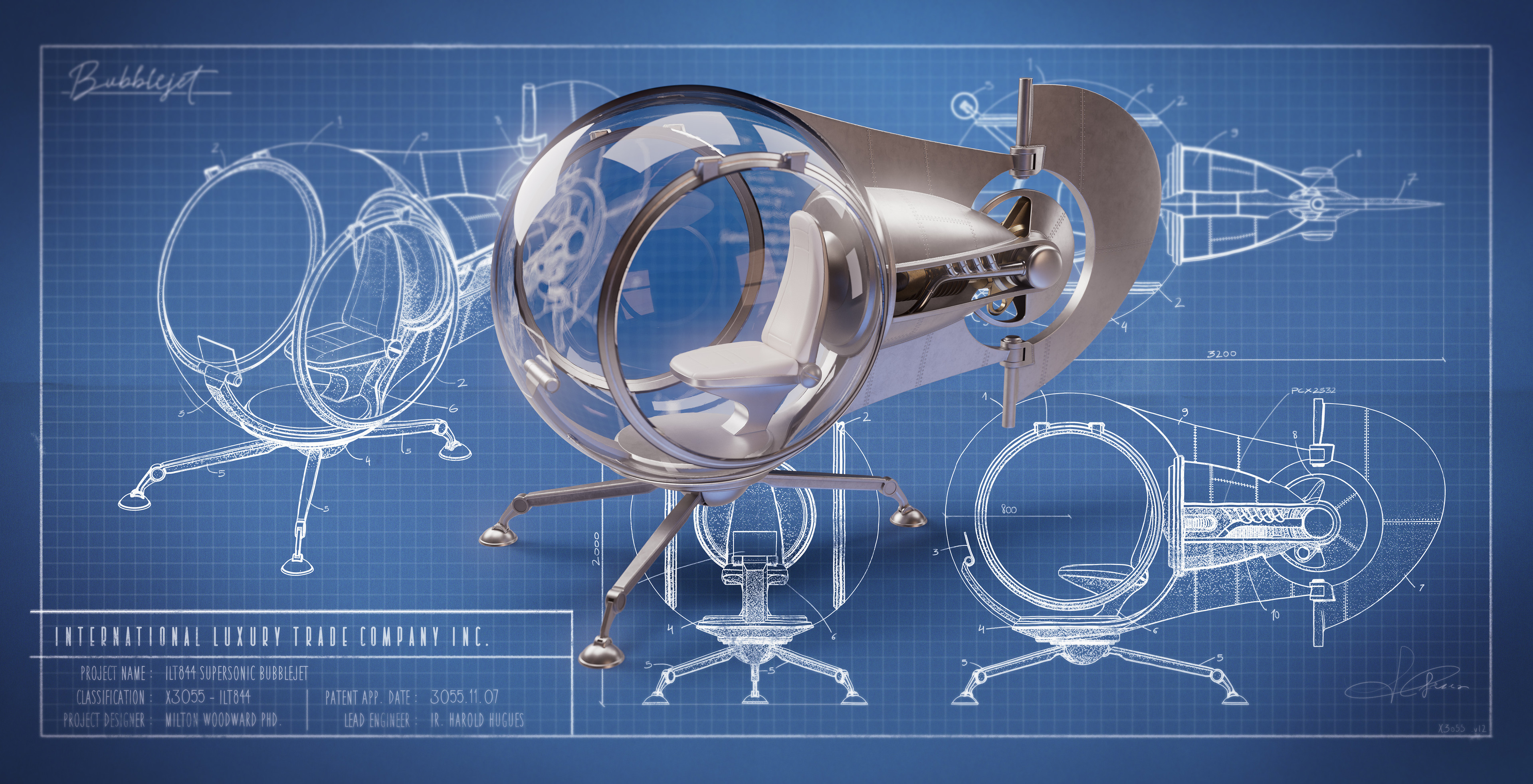 Series W - Brief 4 - Bubbleship-3D飞行器/载具/运兵船/宇宙飞船/机械建模/科幻/赛博朋克-花瓣网