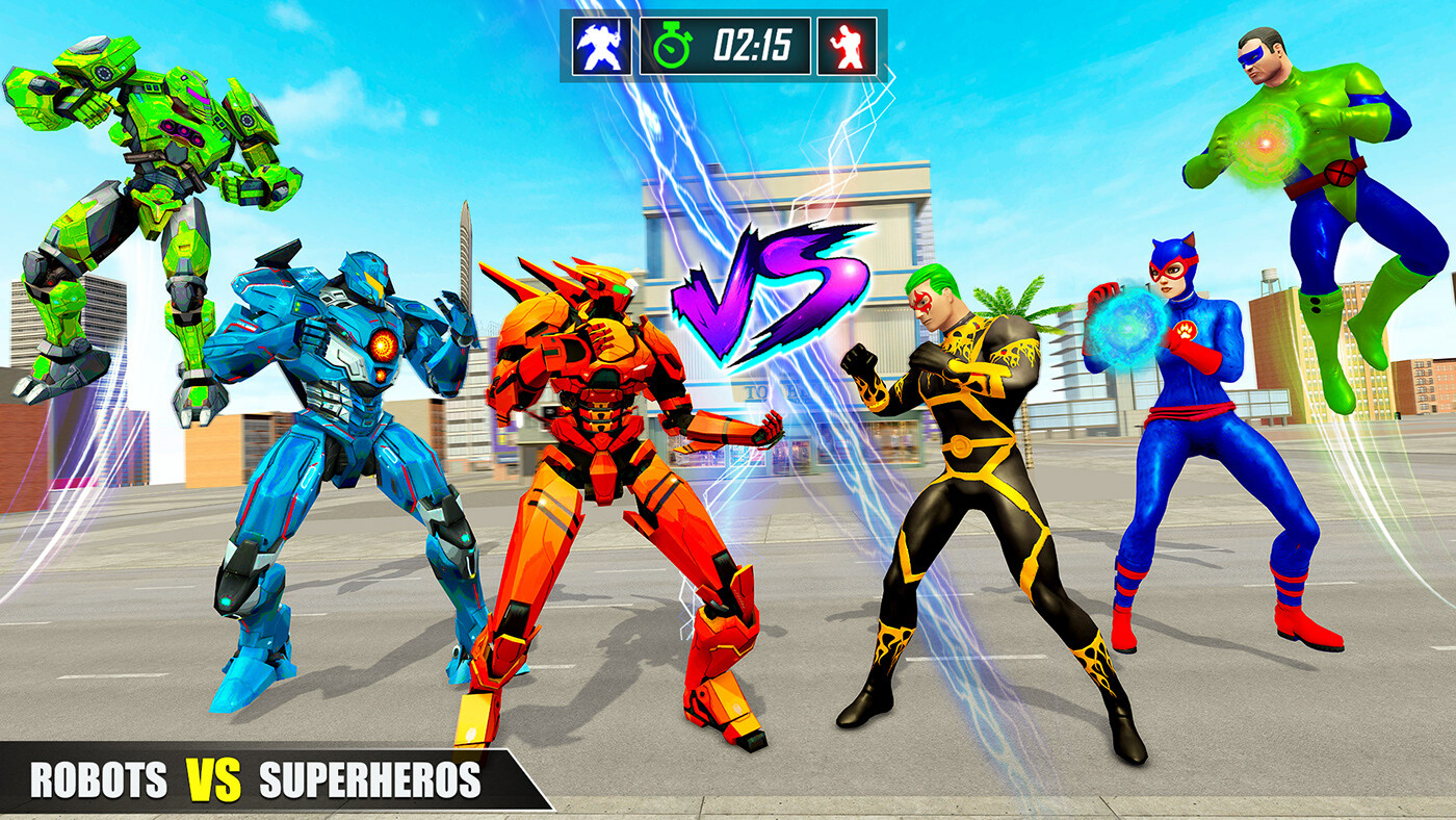 ArtStation - SUPERHERO VS ROBOTS WAR