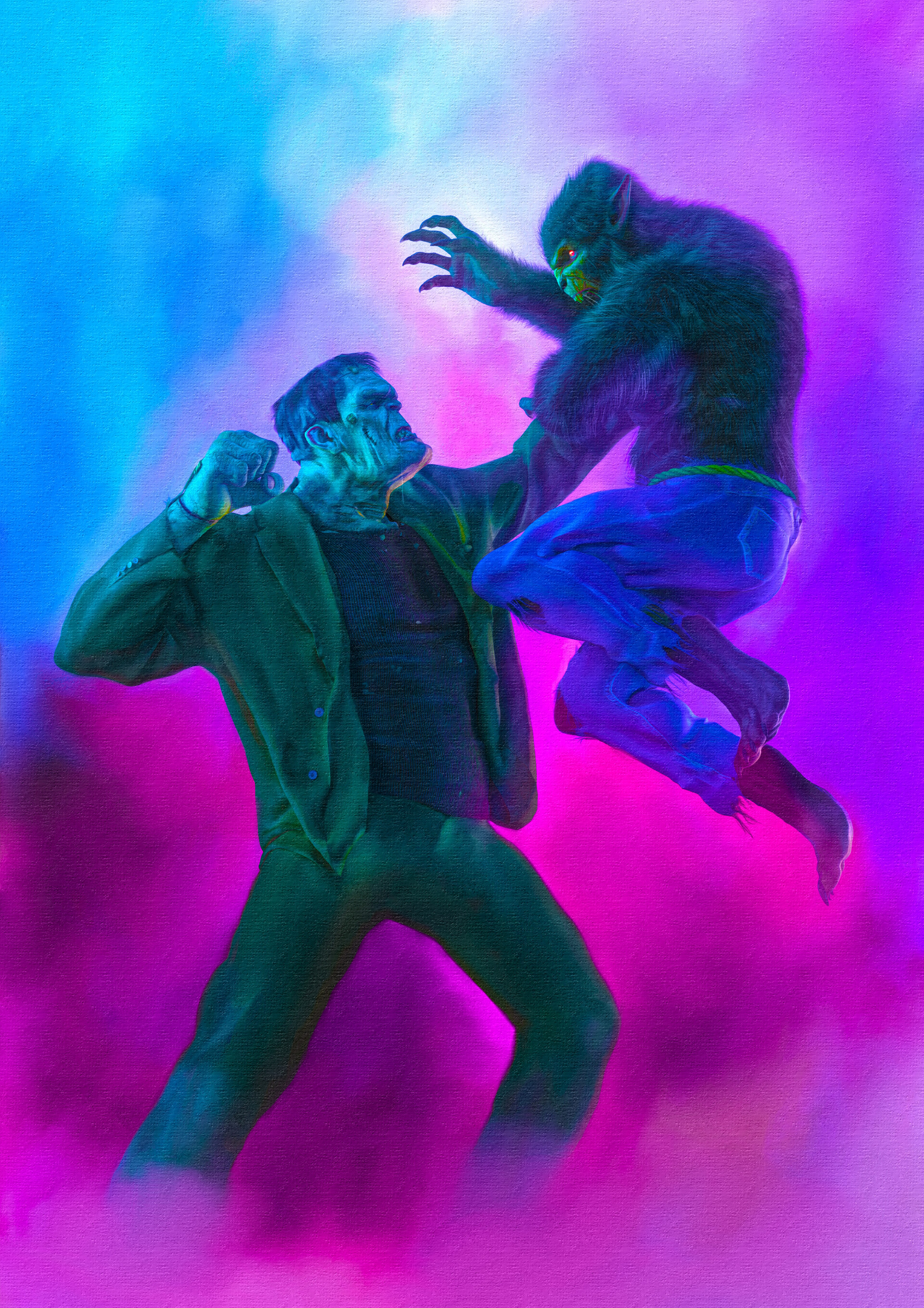 ArtStation - Frankenstein's Monster Vs The Wolfman