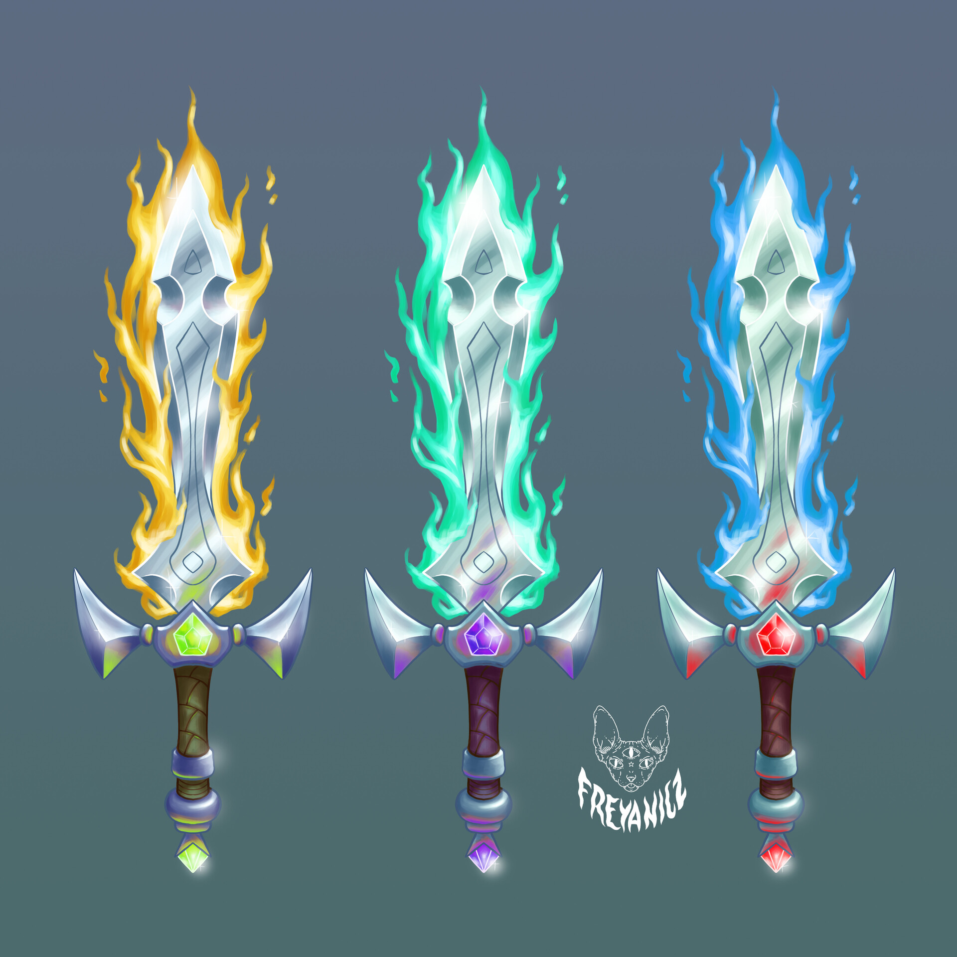 ArtStation - Flame Swords | In-Game Assets & Items