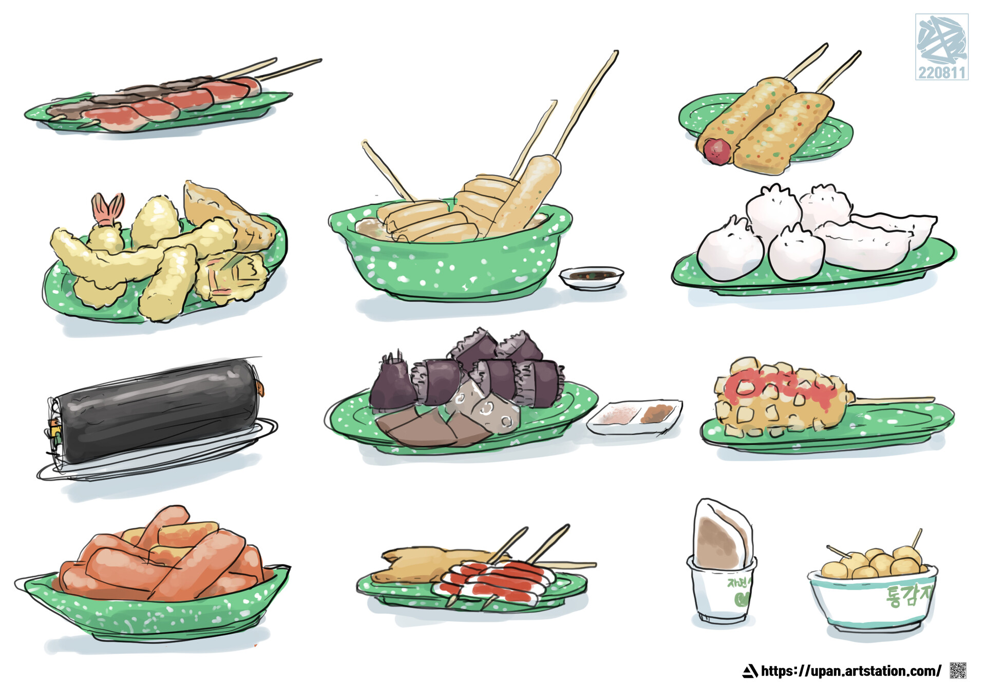 how to draw korean food