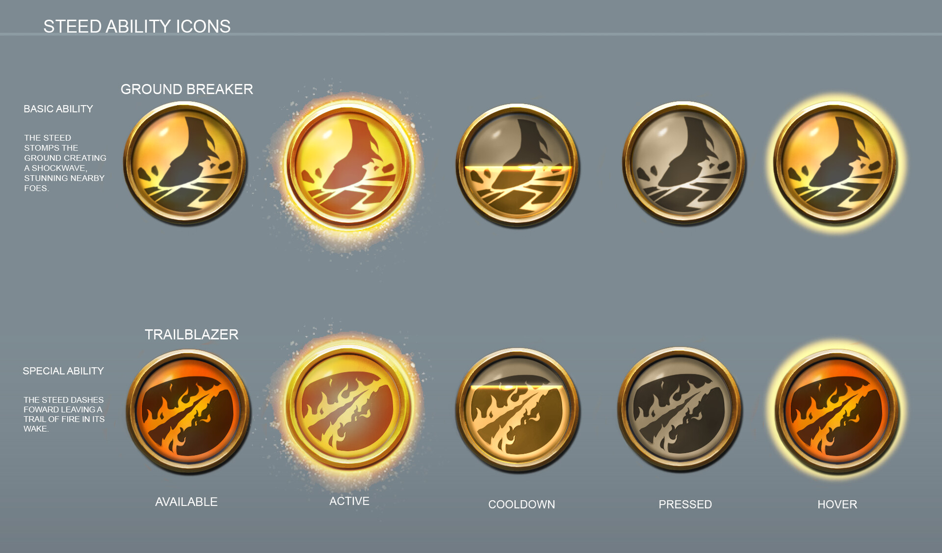 ArtStation - UI/UX Designs and Skill Icons for Steed Character