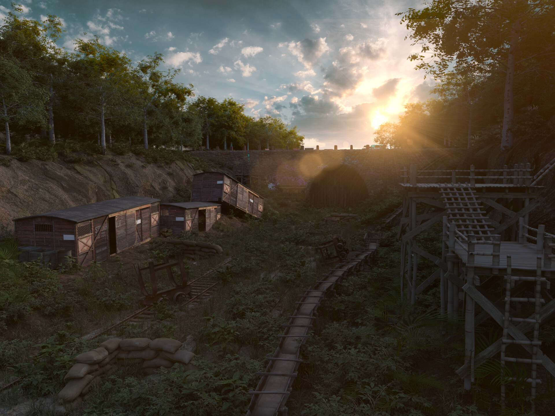 ArtStation - Abandoned Train - Game Level Study