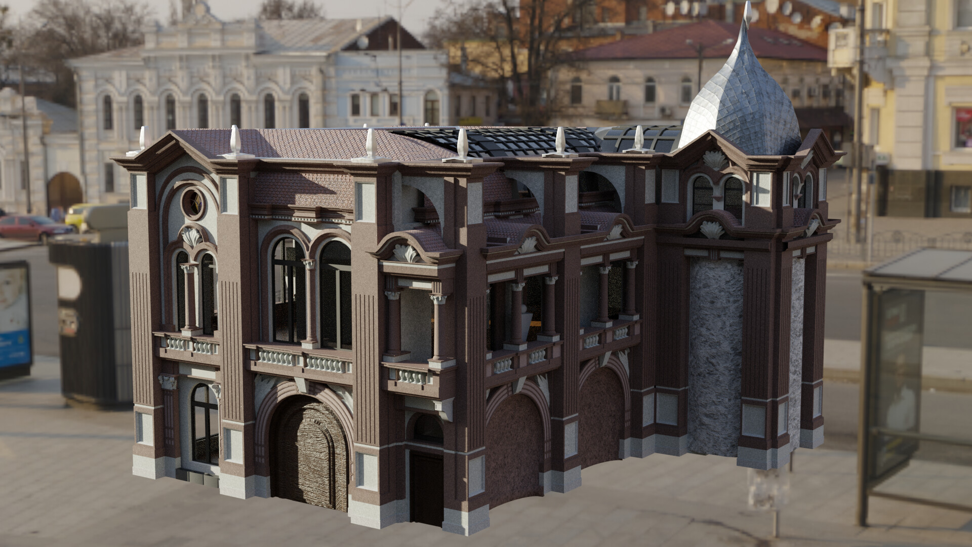 ArtStation - Quick Mock-up of a building in my city center