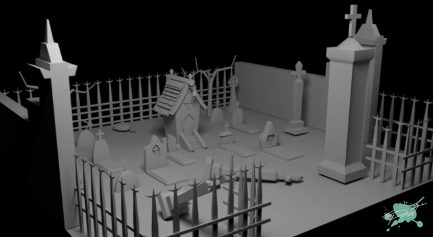 ArtStation - Cementerio-Modelado
