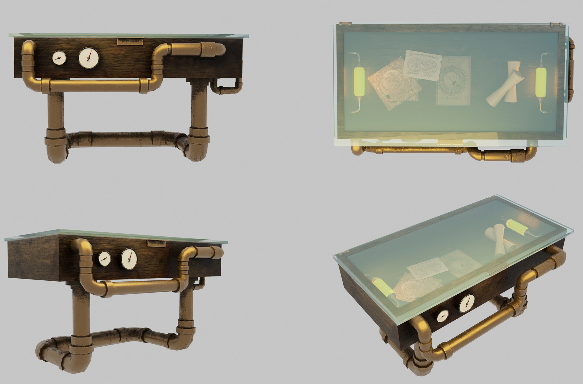 ArtStation - Steampunk table - 3D Asset