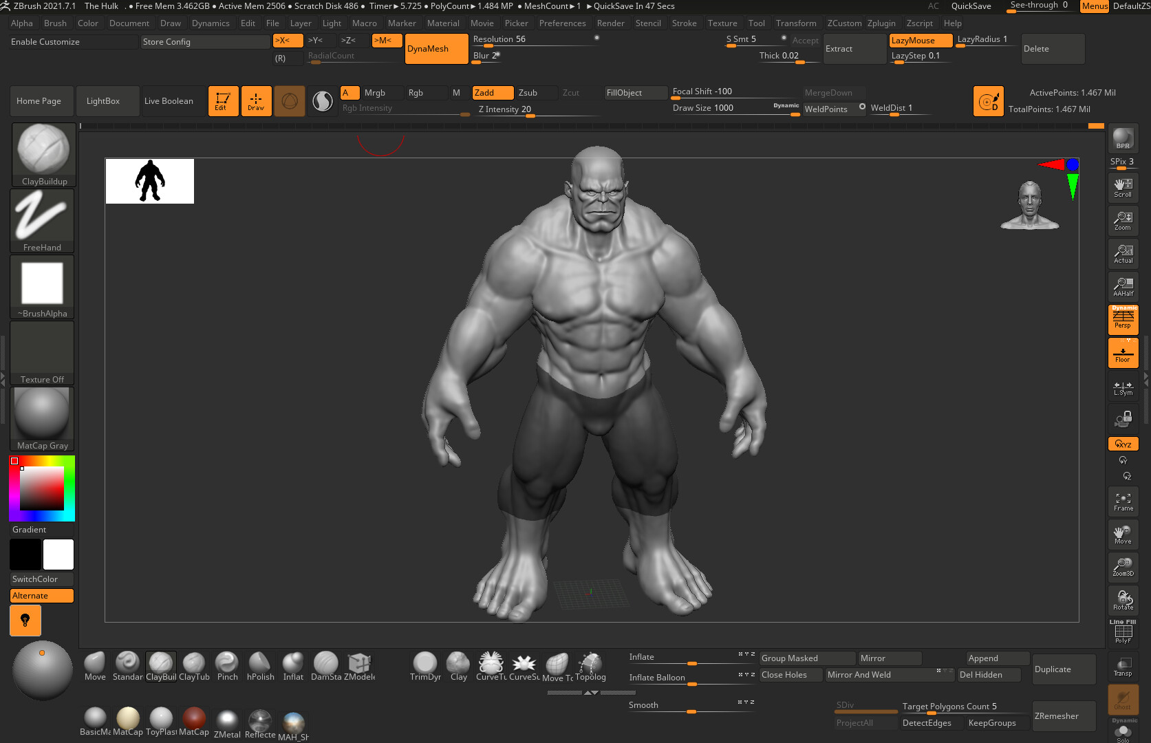 ArtStation - "The Hulk" Full body, The entire body is sculpted, "WIP"
