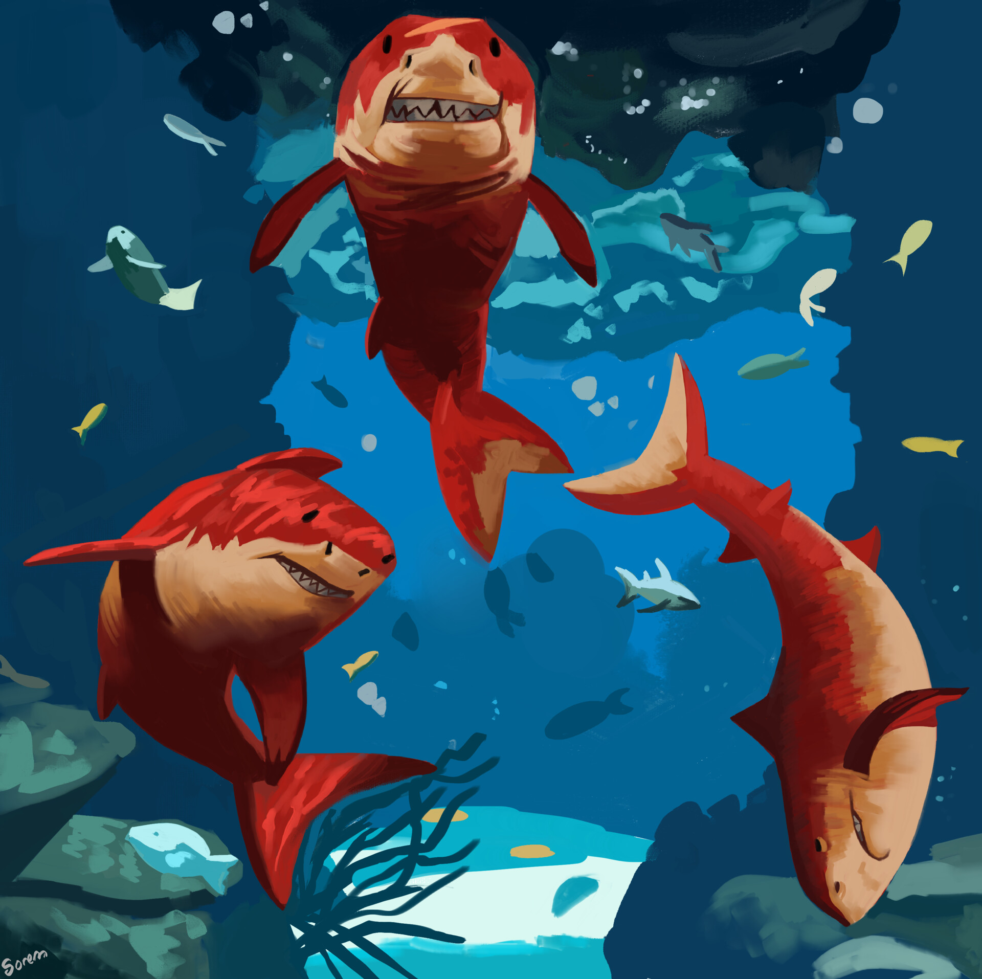 ArtStation - Red sharks