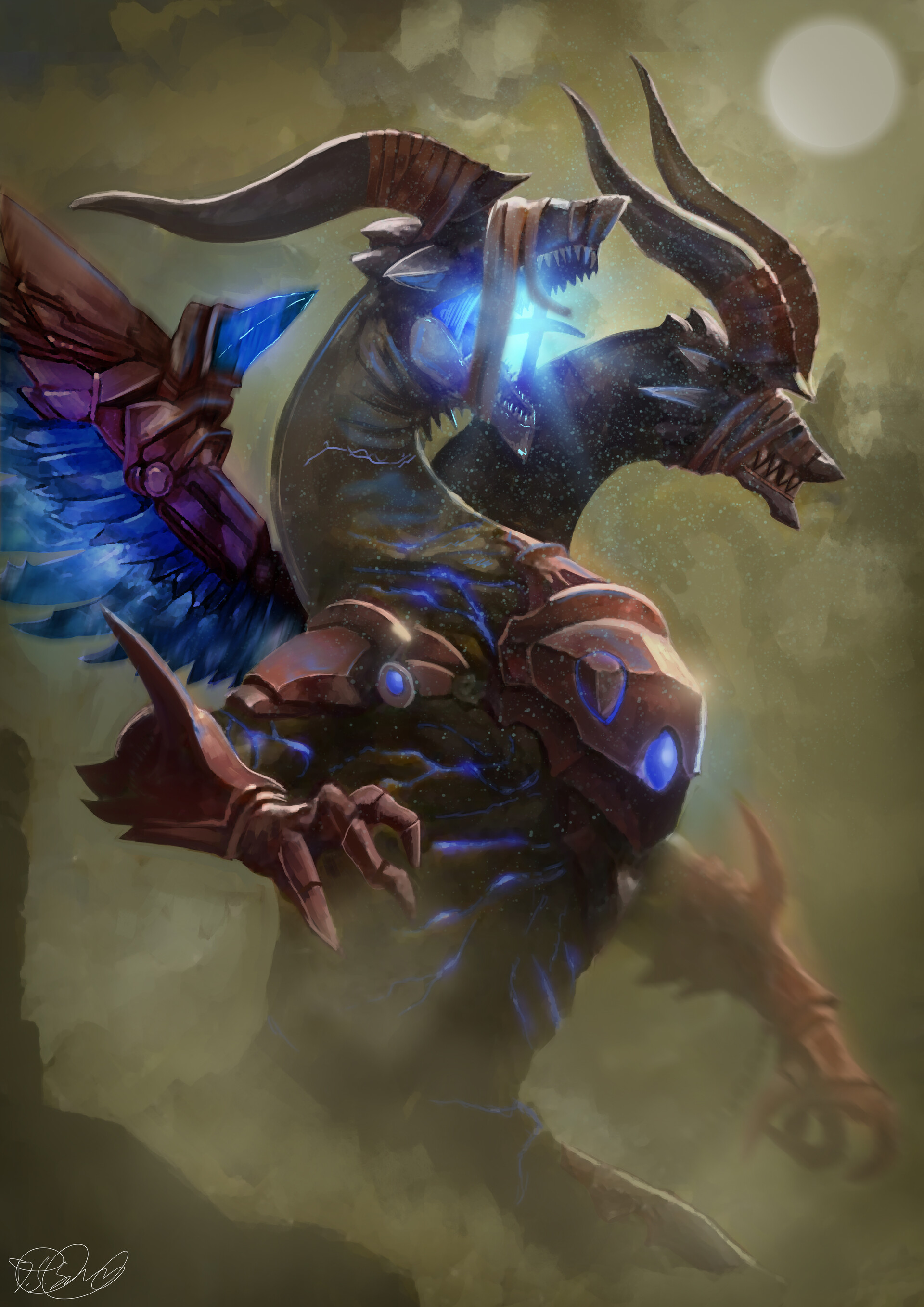 ArtStation - Neo moonlight shadow dragon card art