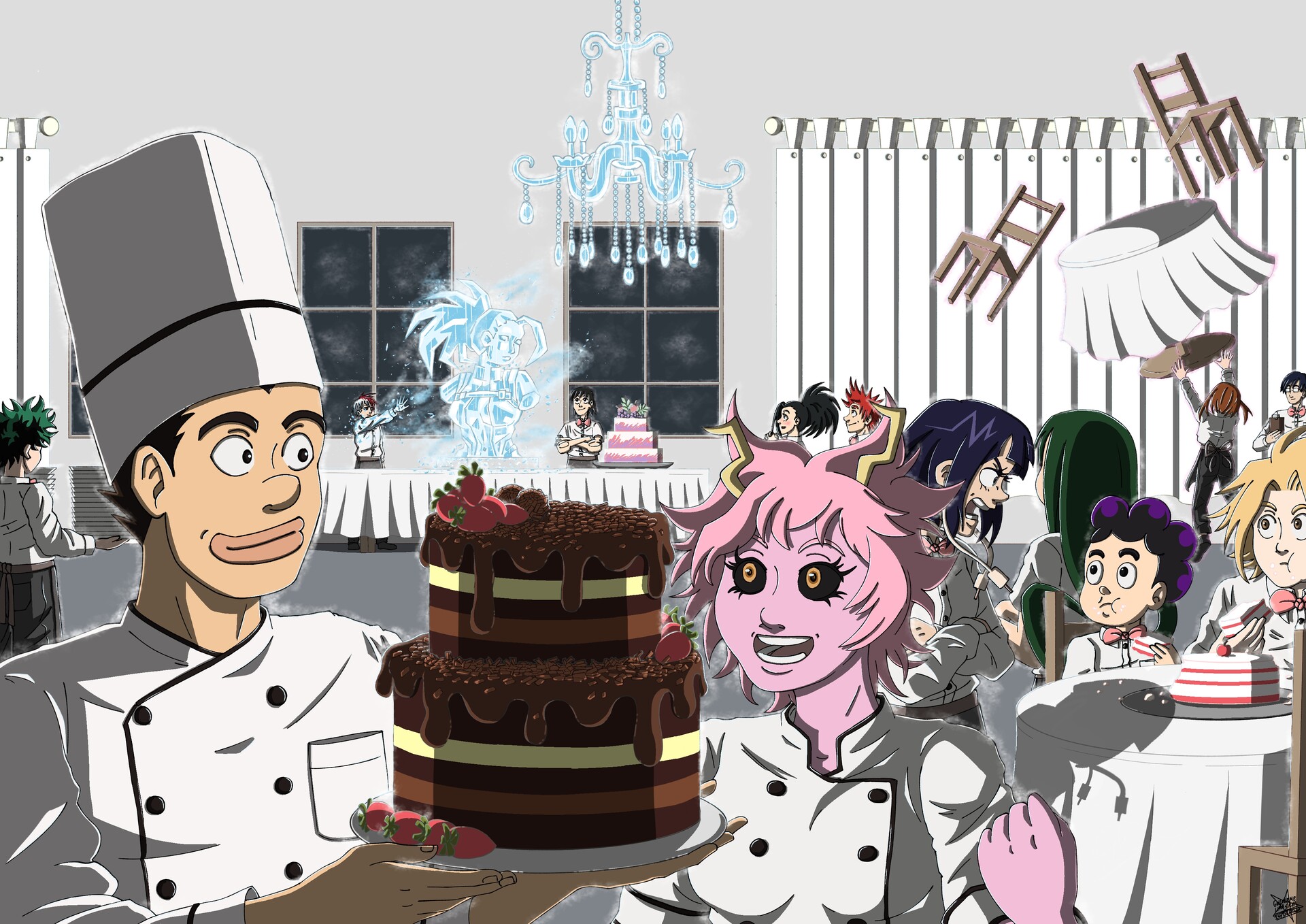 ArtStation - midoriya and his friends are setting up a party hall