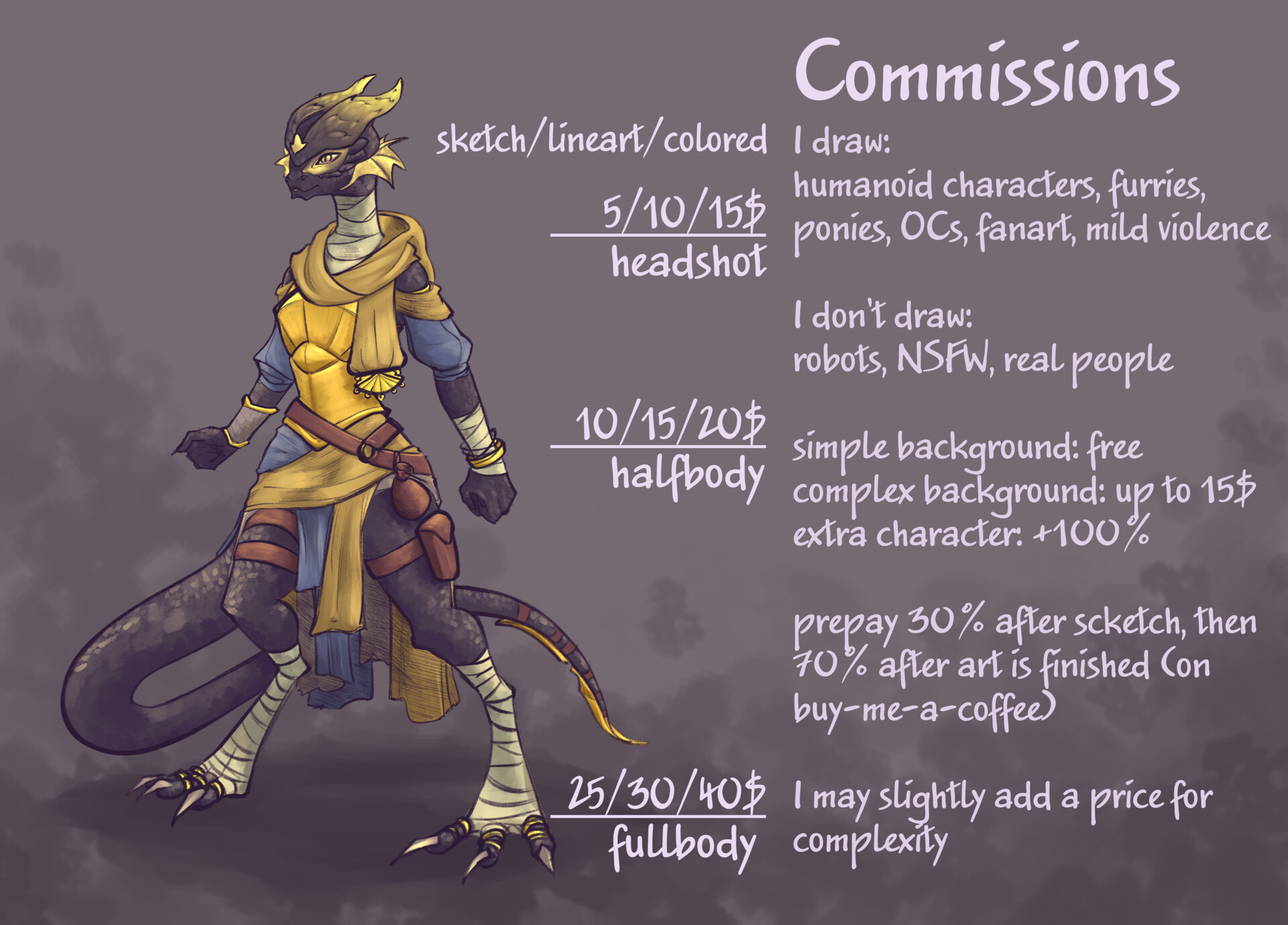 ArtStation - My current commissions pricelist