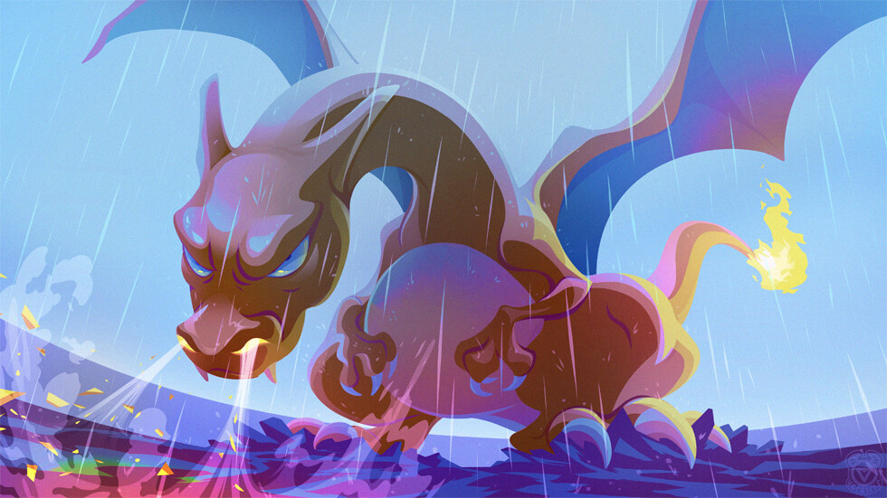 ArtStation - Charizard in the Rain