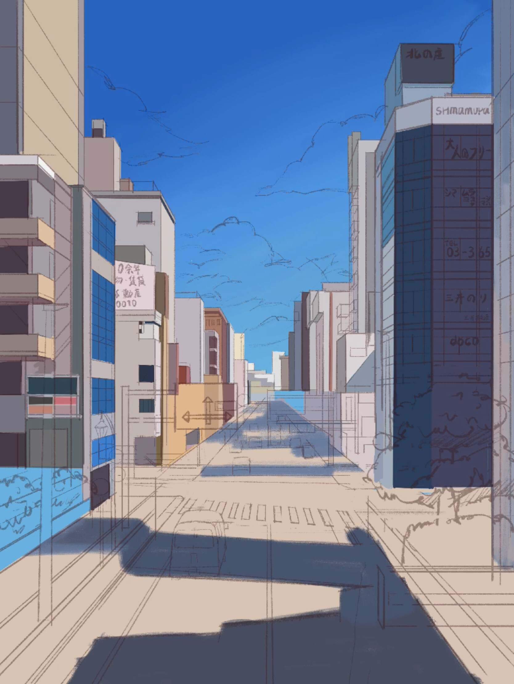 Wingfox workshop - Procreate插畫教程——Ghibli動漫風格場景《東京街頭》