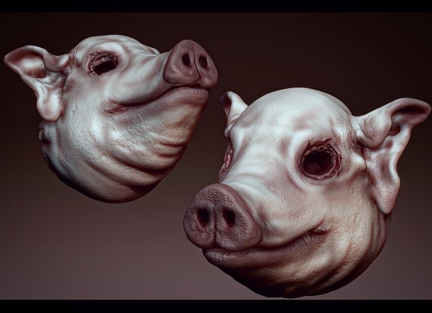 ArtStation - Butchered Pig Head