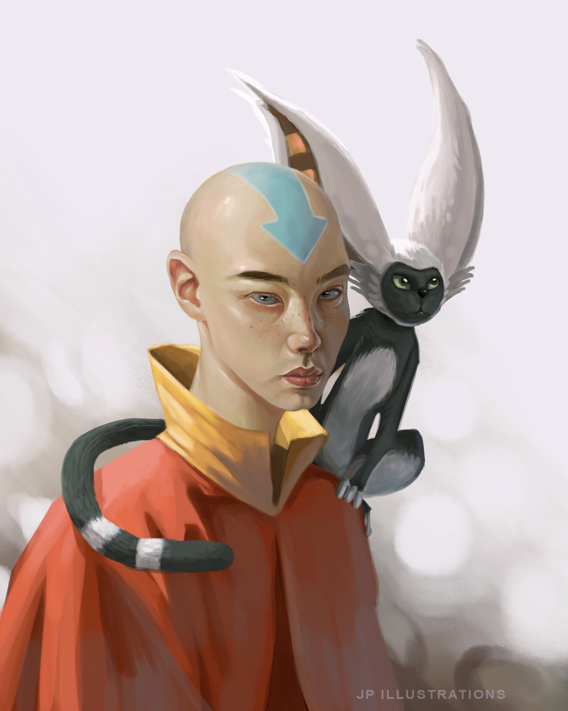ArtStation - Aang and momo Fanart