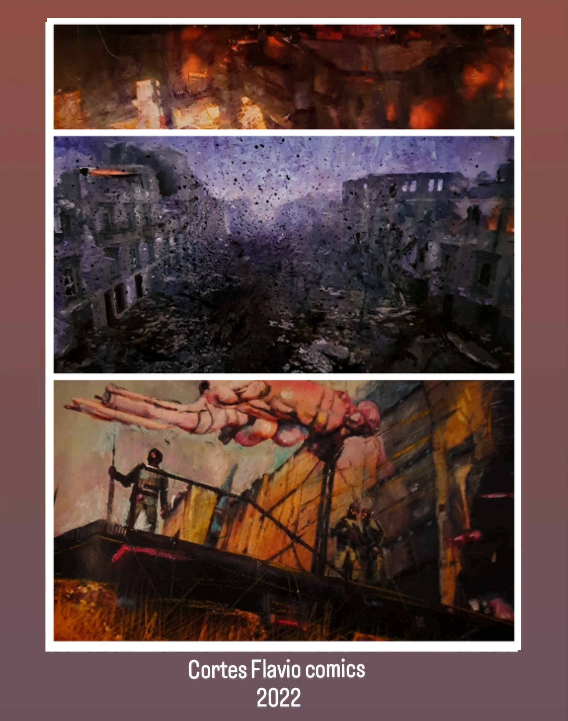 ArtStation - comic page oil on paper Cortés Flavio 2022