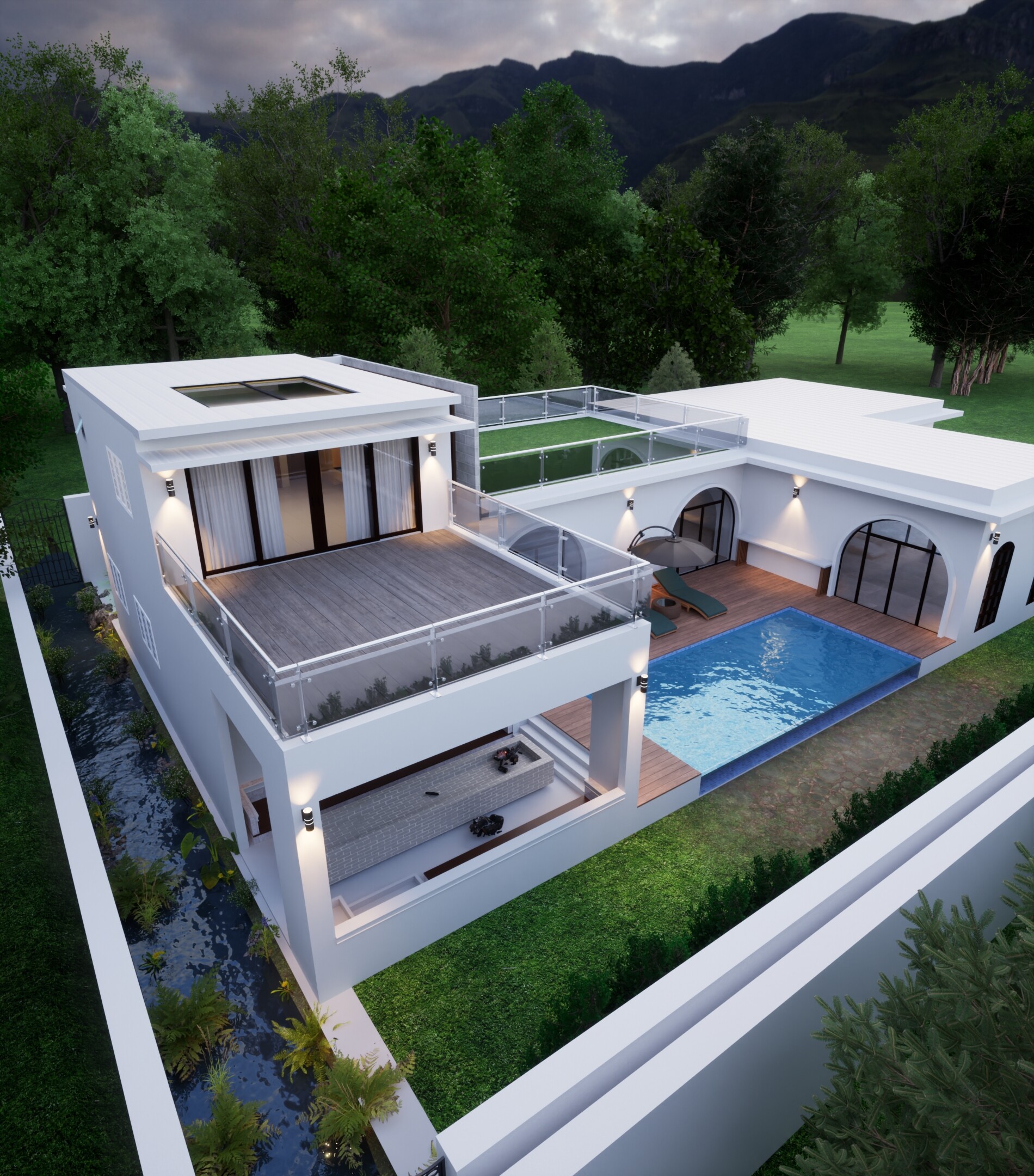 ArtStation - Pool village with mountain view