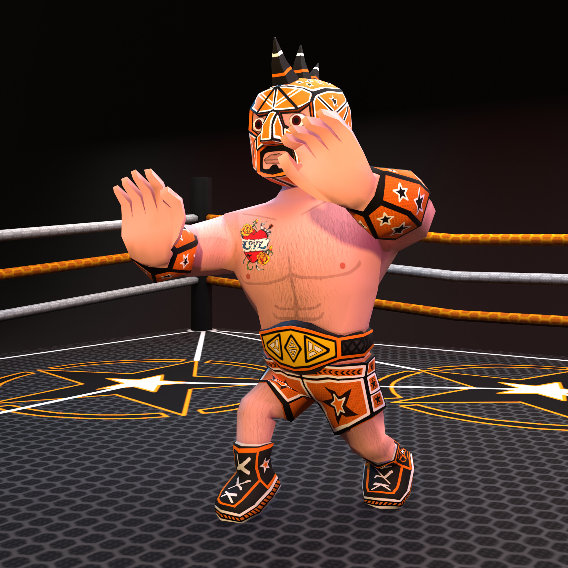 ArtStation - Low Poly Cartoon American Wrestler