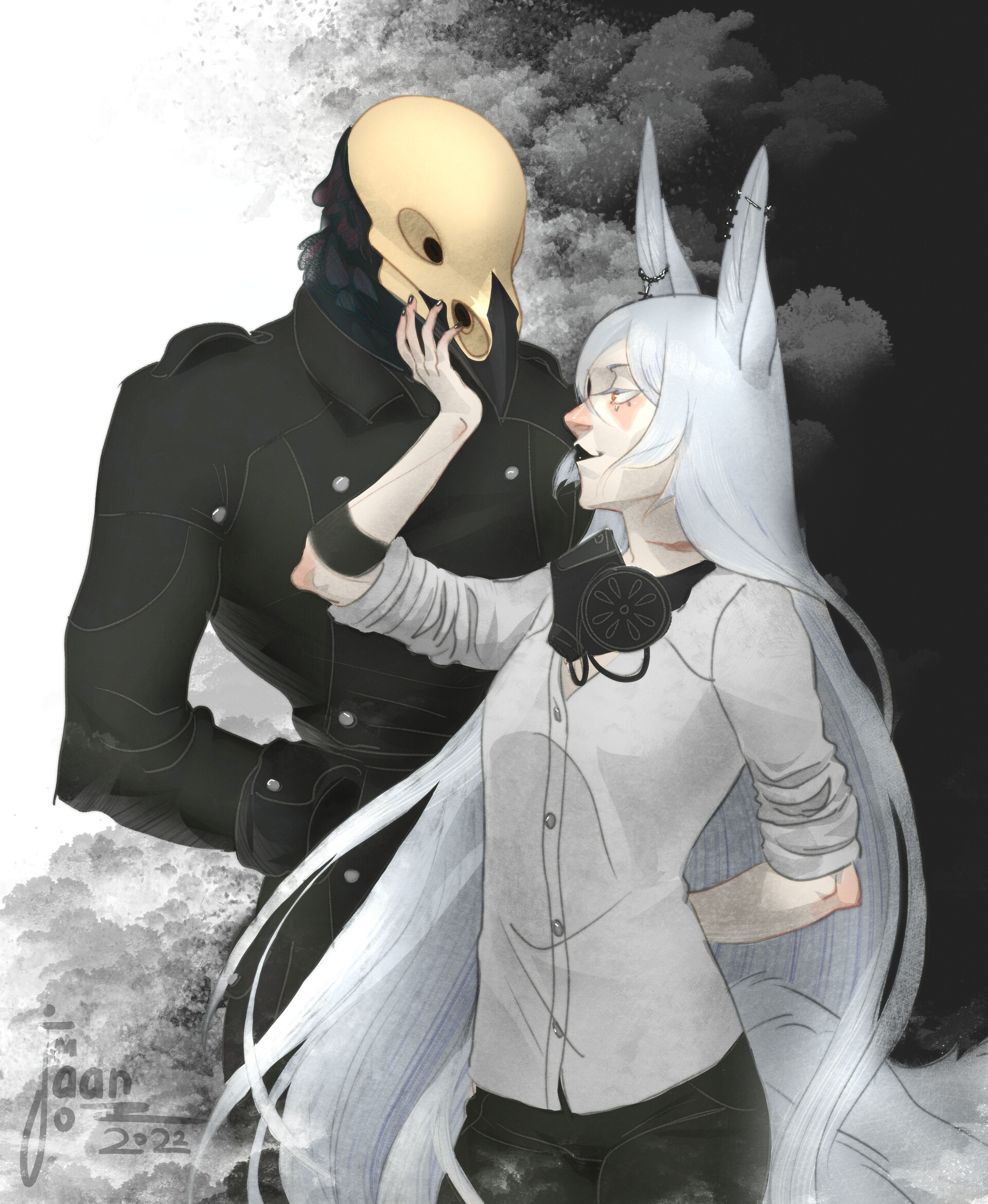 ArtStation - Crow-someone and Fox-lady. Comisson work