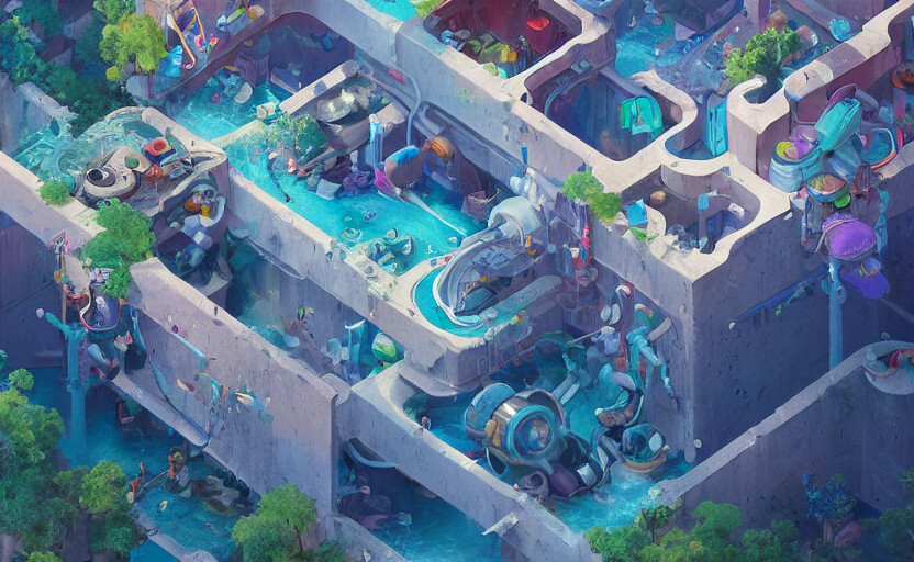 ArtStation - Water flow level city