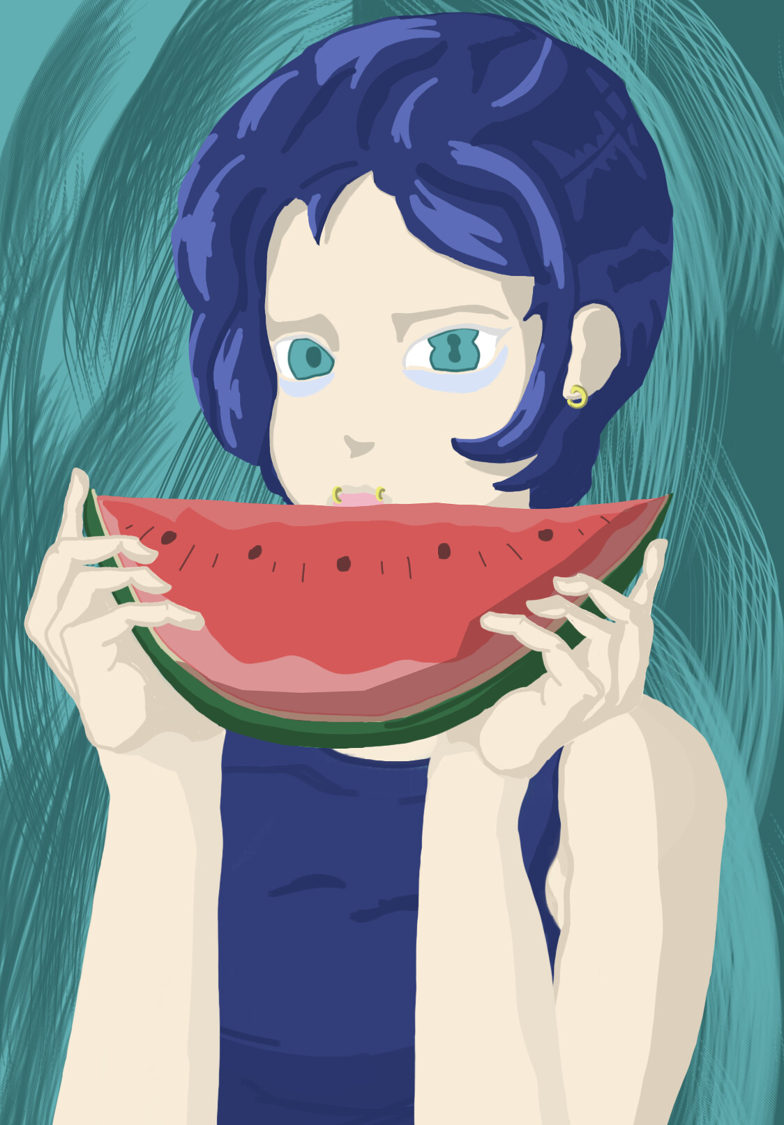 ArtStation - A girl with watermelon