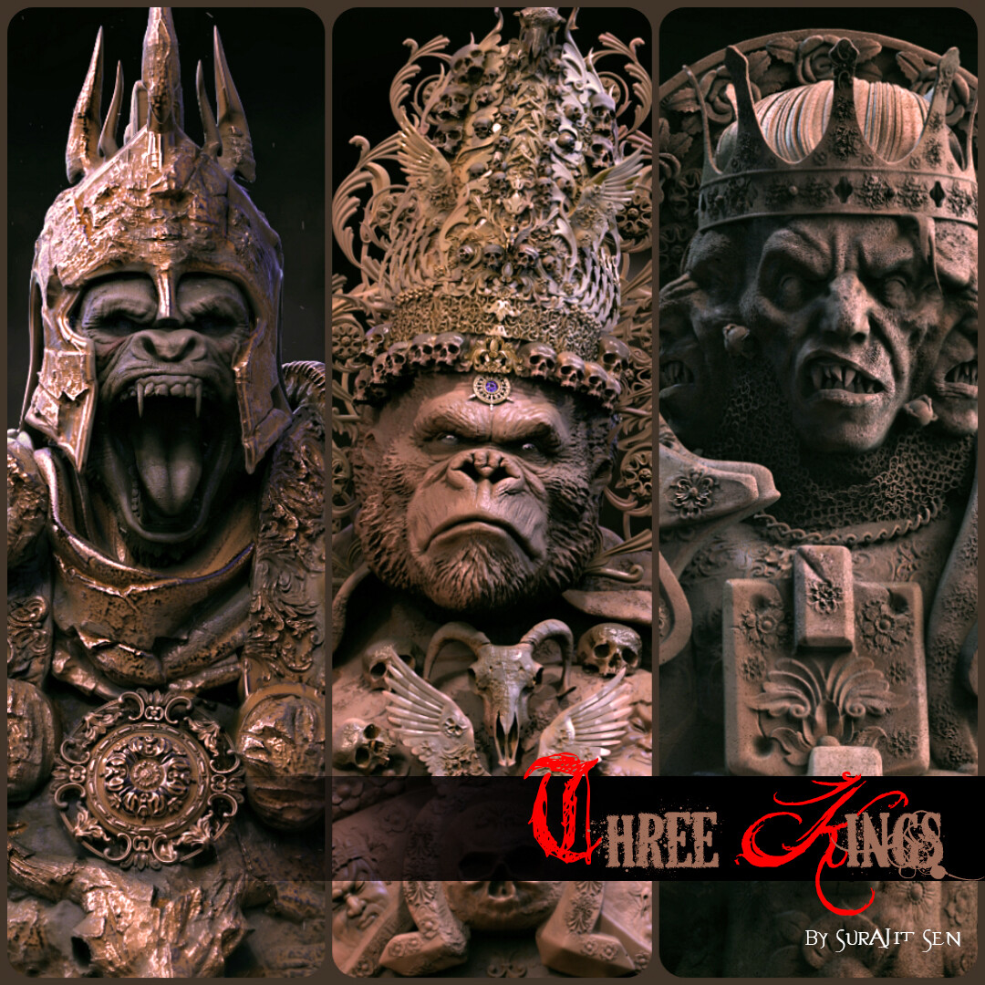 ArtStation - Three kings - Digital Sculpture by Surajit Sen